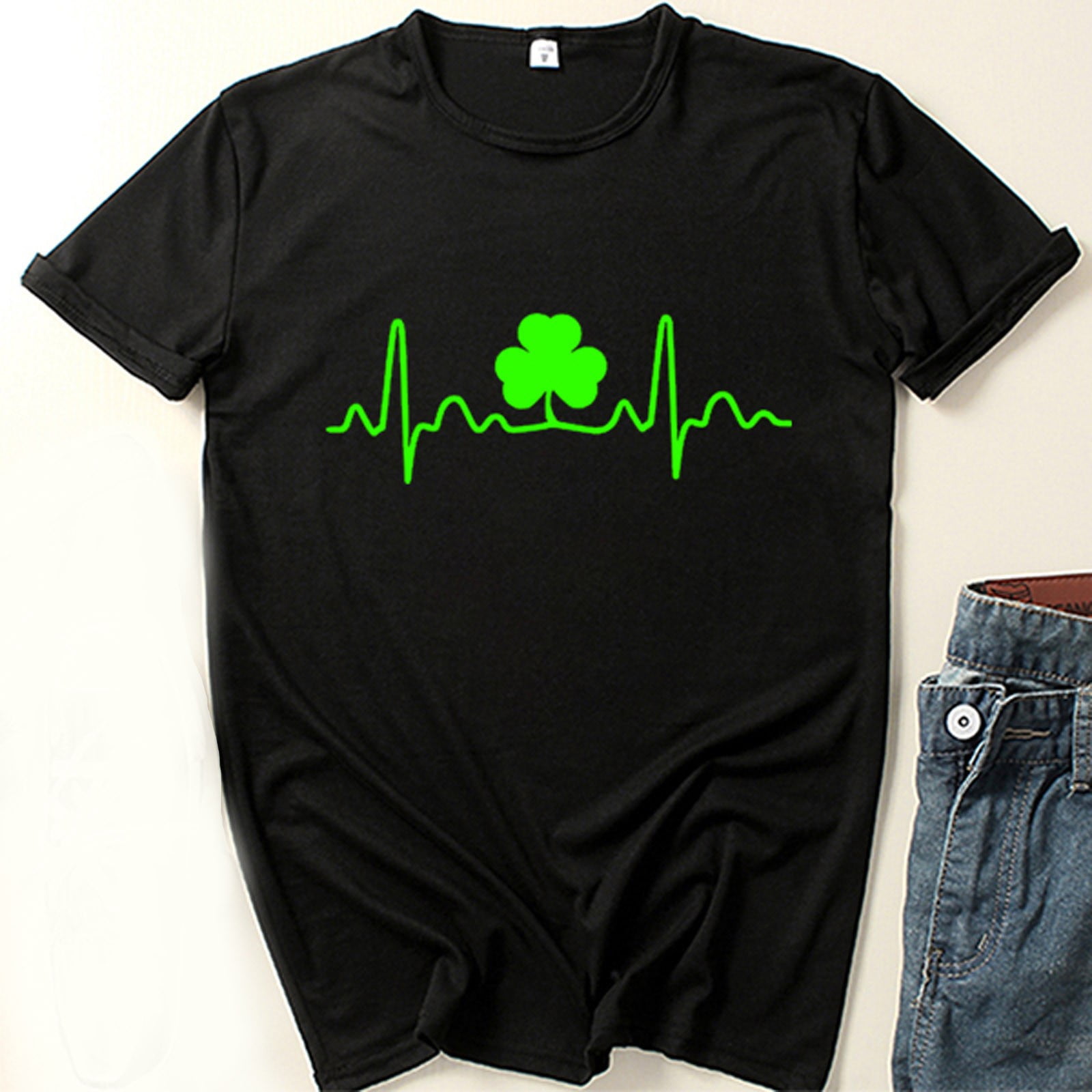 Aboser Happy St Patricks Day Tshirts Women 2024 Plus Size Four Leaf