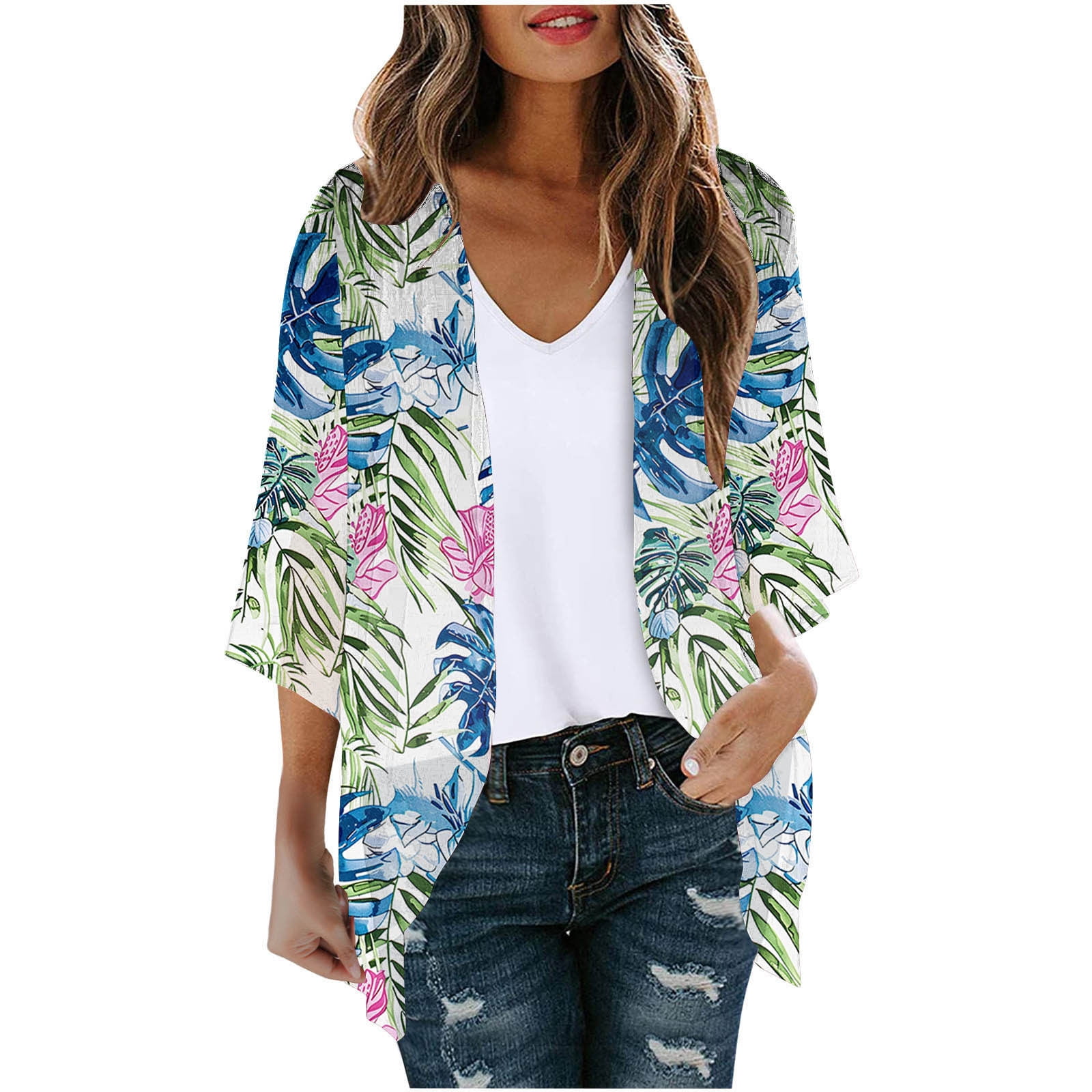Aboser Hawaiian Kimonos for Women Swimsuit Coverups Trendy Tropical ...