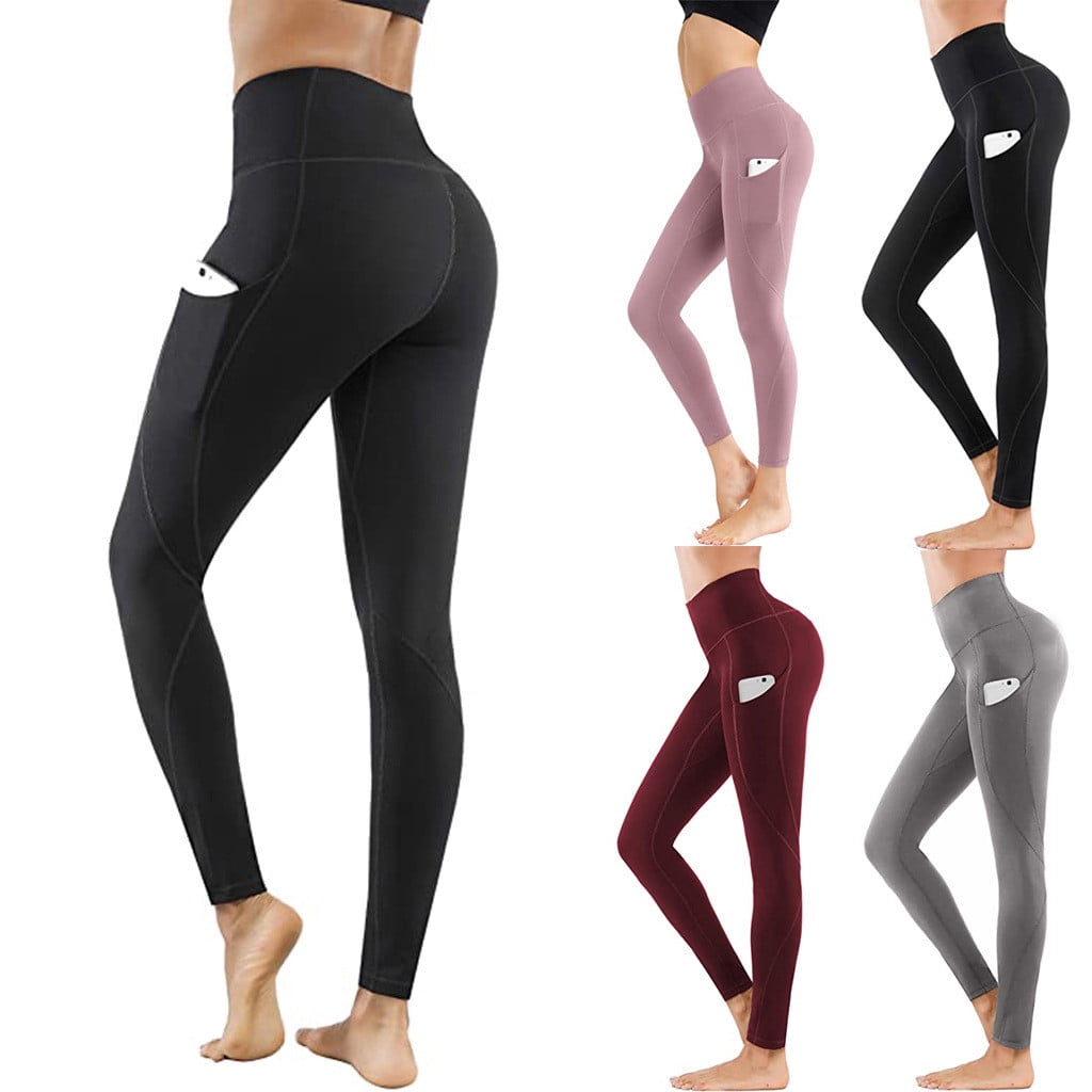 Aboser High Rise Yoga Pants for Women with Pockets Tummy Control ...