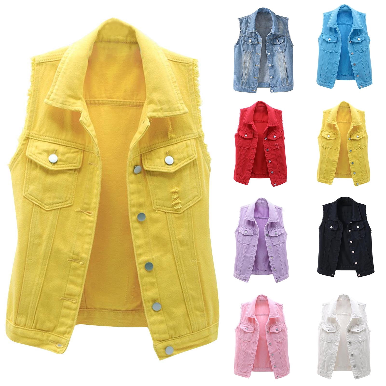 Aboser Jean Vests for Women Vintage Cowgirls Denim Jackets Button Down ...