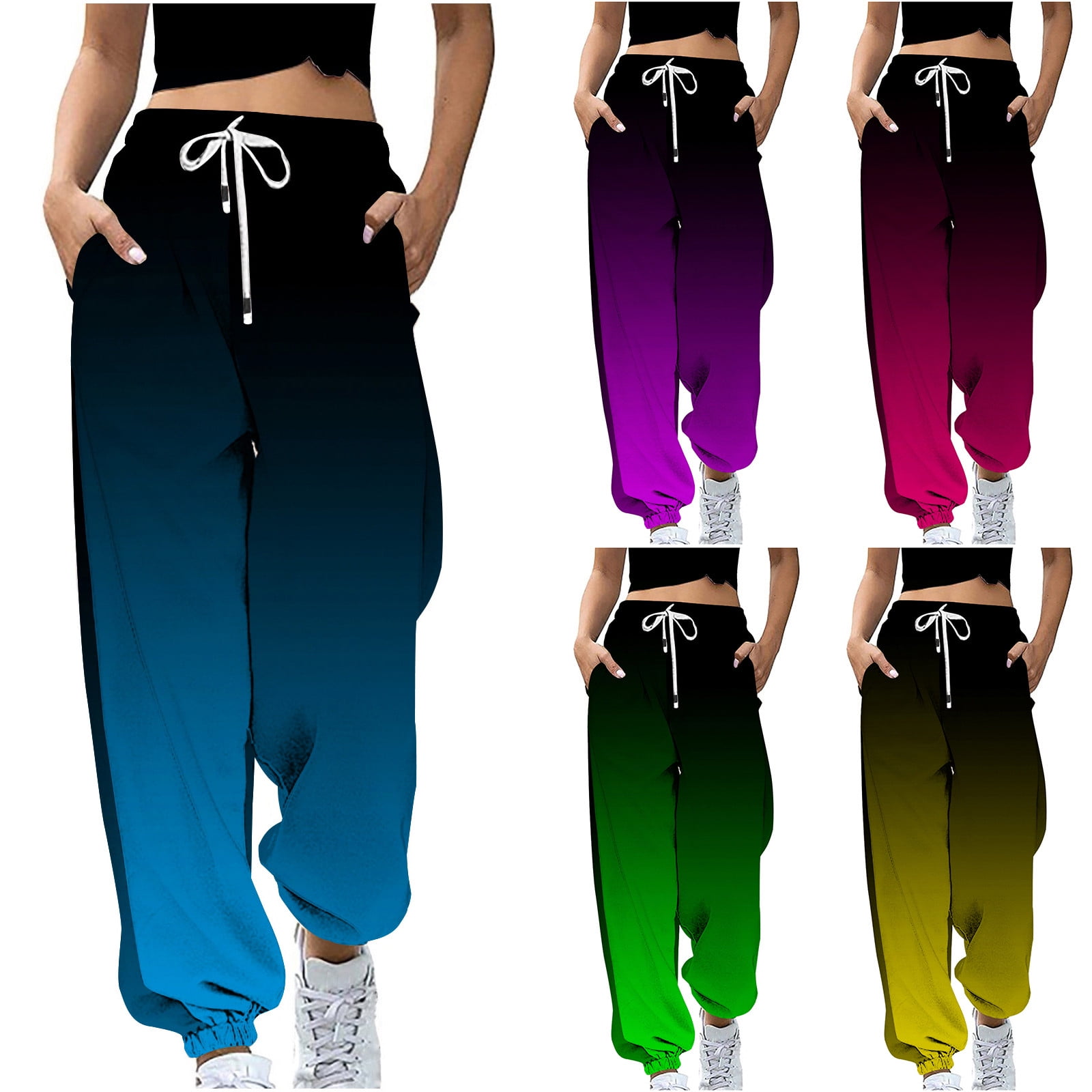 Aboser Joggers Sweatpants Women with Pockets Trendy Gradient Print ...