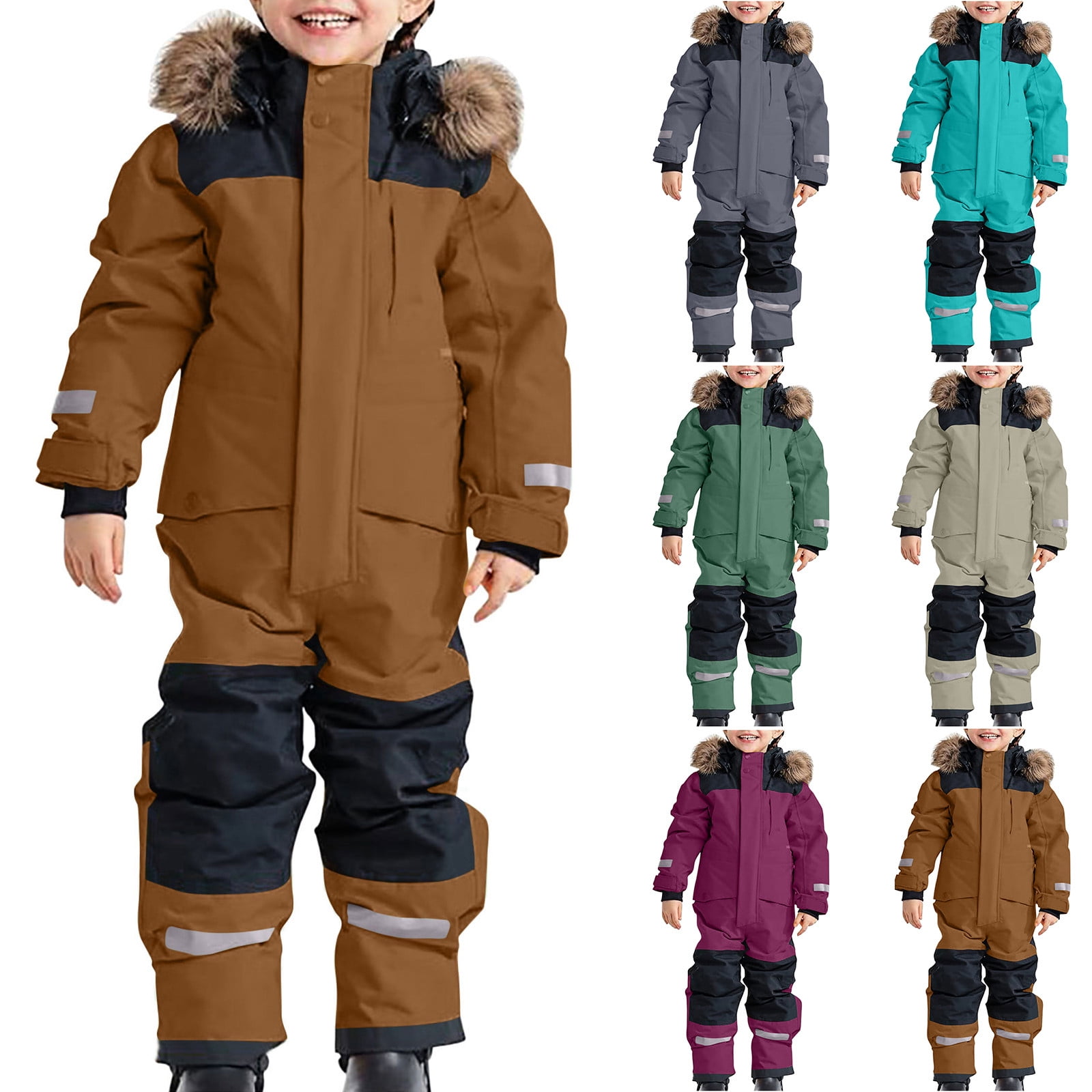 Aboser Kids Boys Girls Snow Suit Outdoor Insulated Waterproof Snowsuits ...
