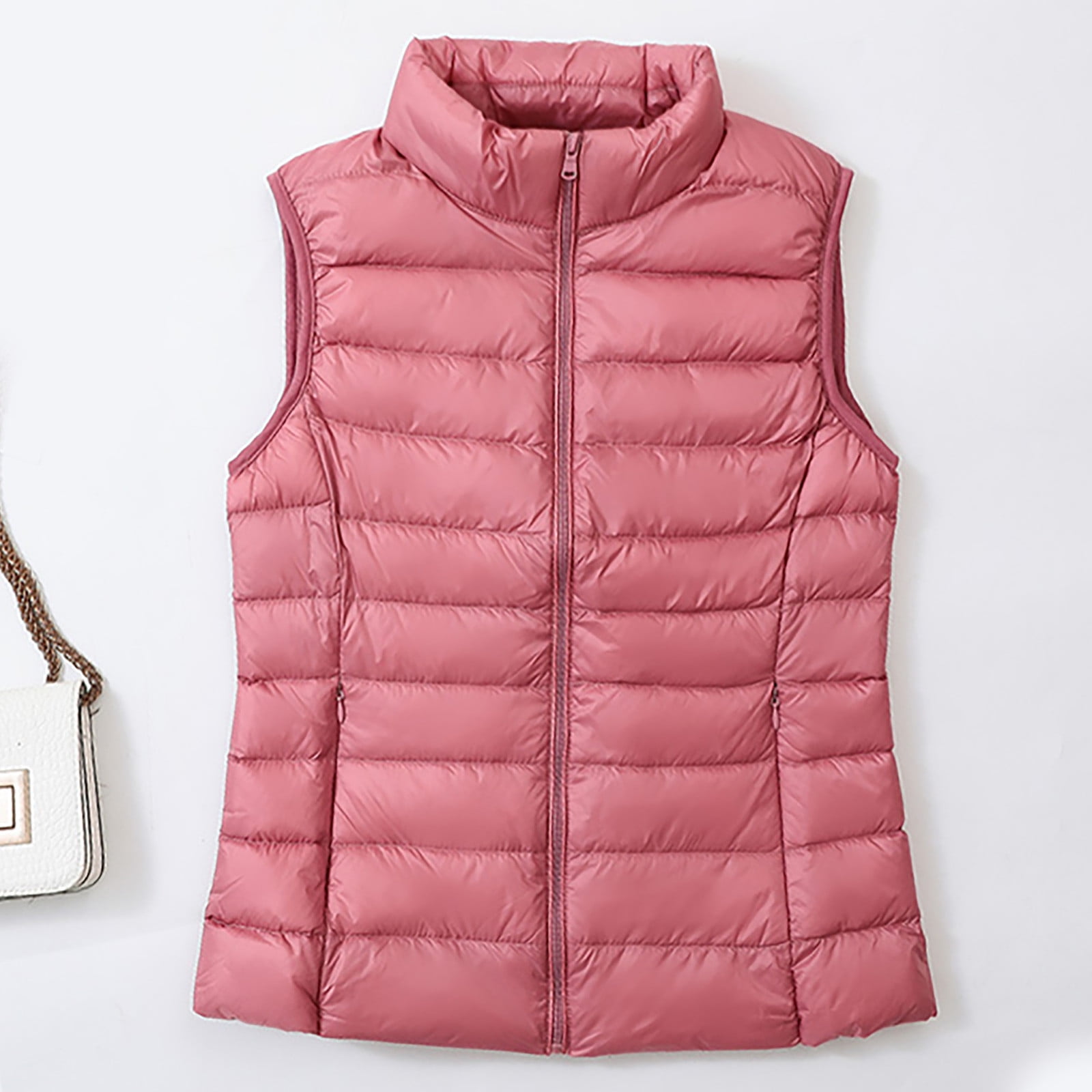 Aboser Lightweight Down Vest Women Thermal Stand Collar Puffer Jacket ...