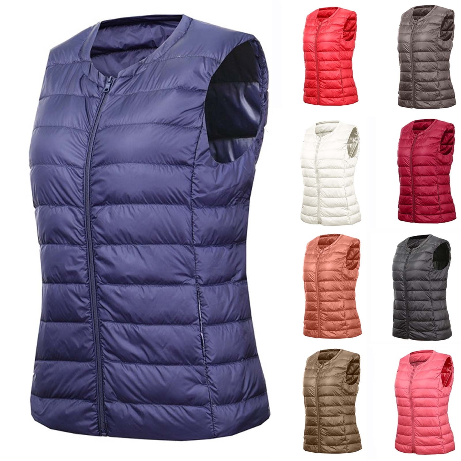 Aboser Lightweight Puffer Down Vest for Women Warm Full Zip Quilted ...