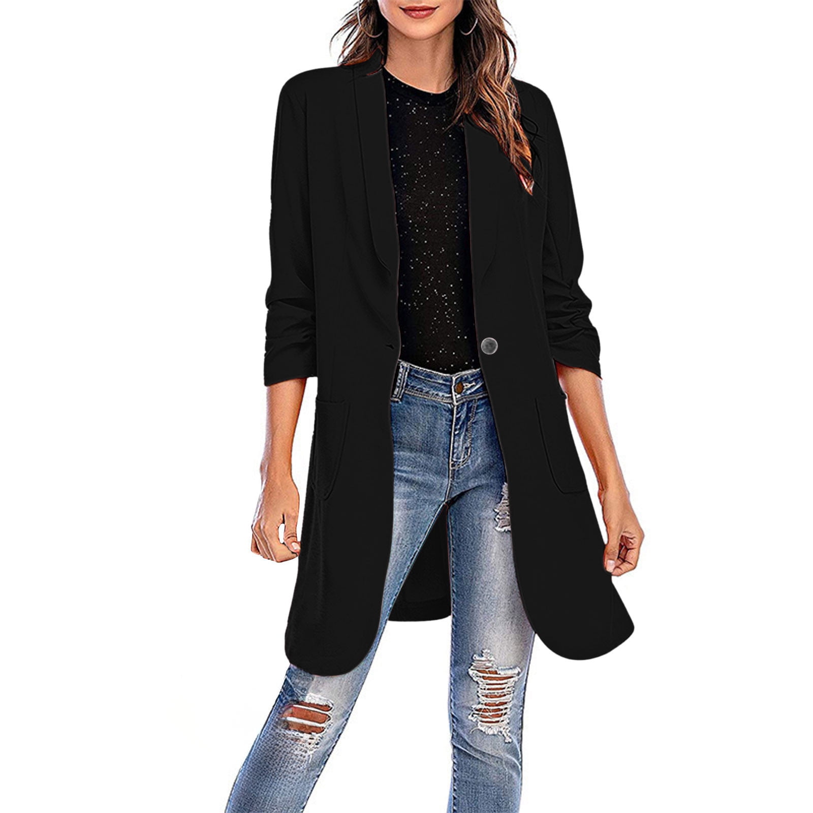 Aboser Long Blazers for Women Business Casual Suit Jackets Slimming ...