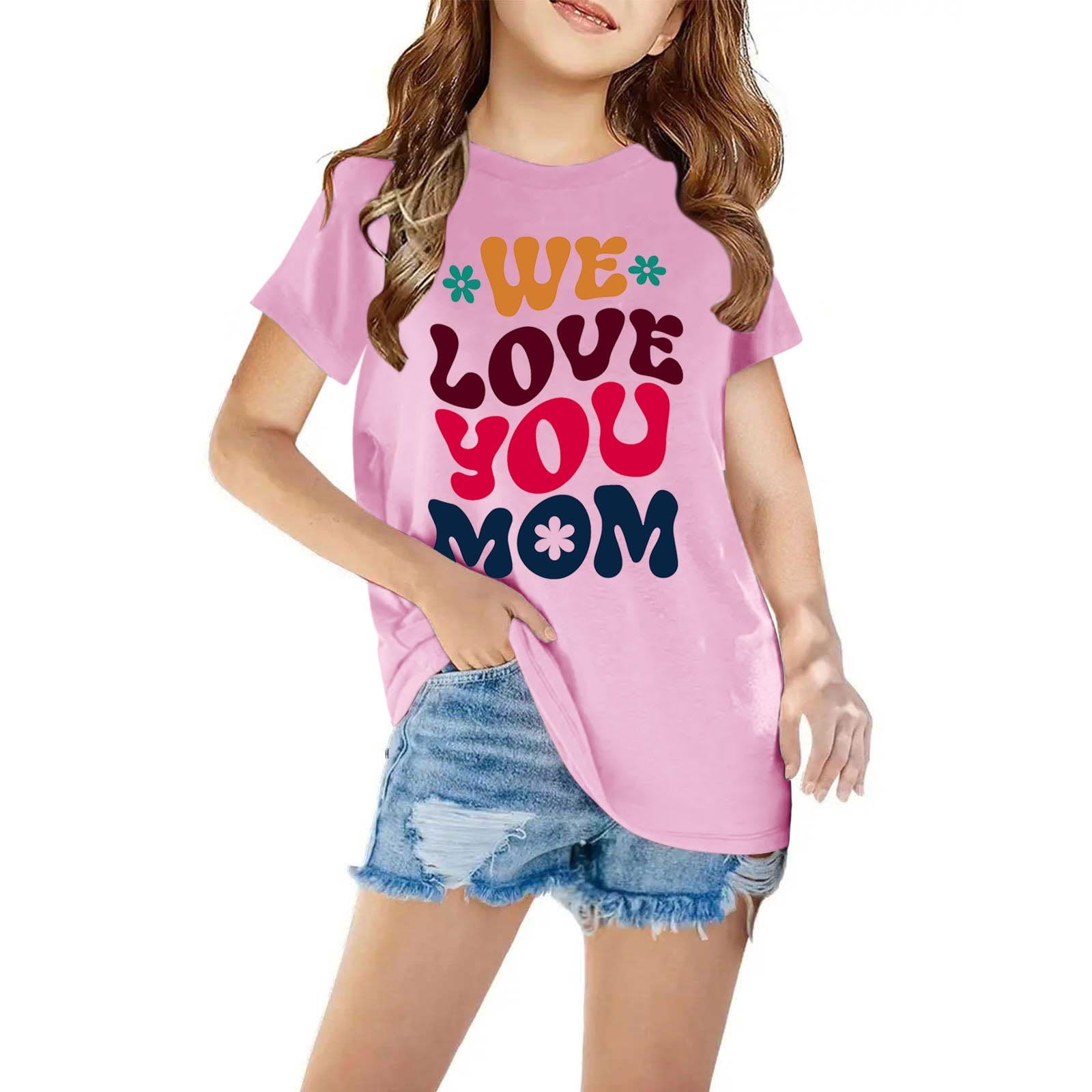 Aboser Love Mom Boys Girls Crew Neck T-Shirt Unisex Kids Short Sleeve T ...