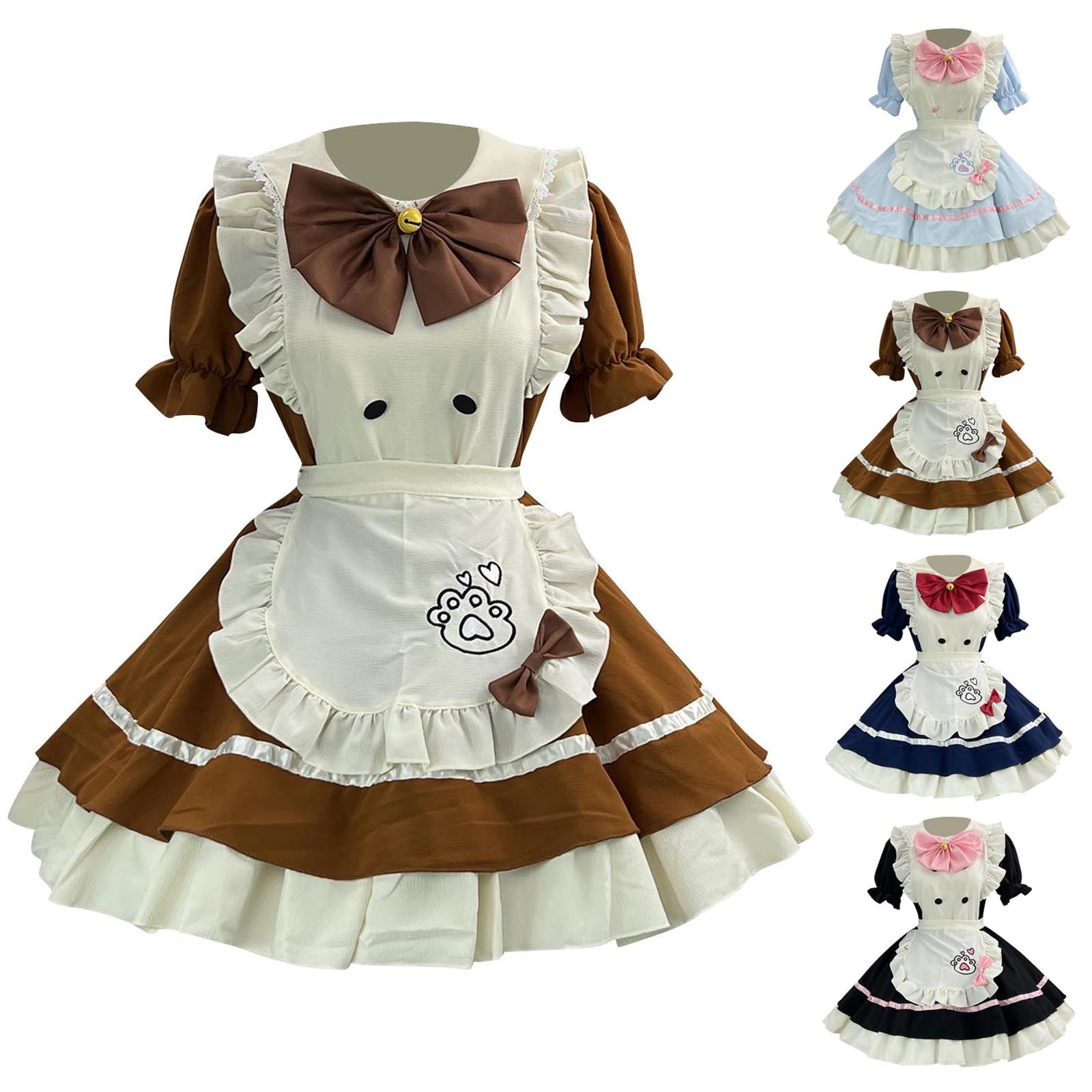 Aboser Maid Apron Dresses for Women Lolita French Uniform Dress Plus ...