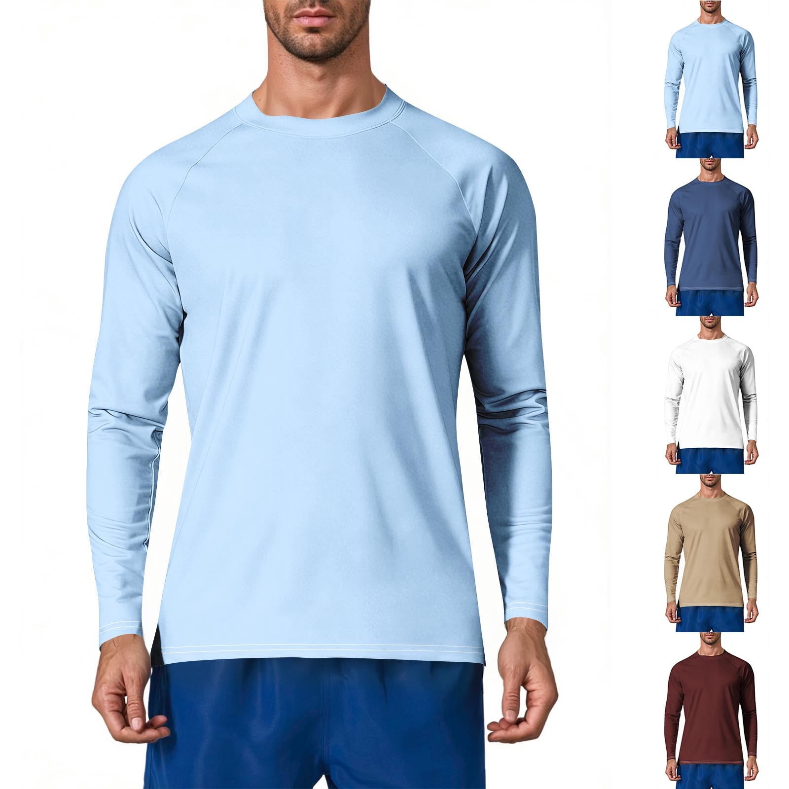 Aboser Mens Sun Shirts Long Sleeve Workout Tops Plus Size UV Protection ...