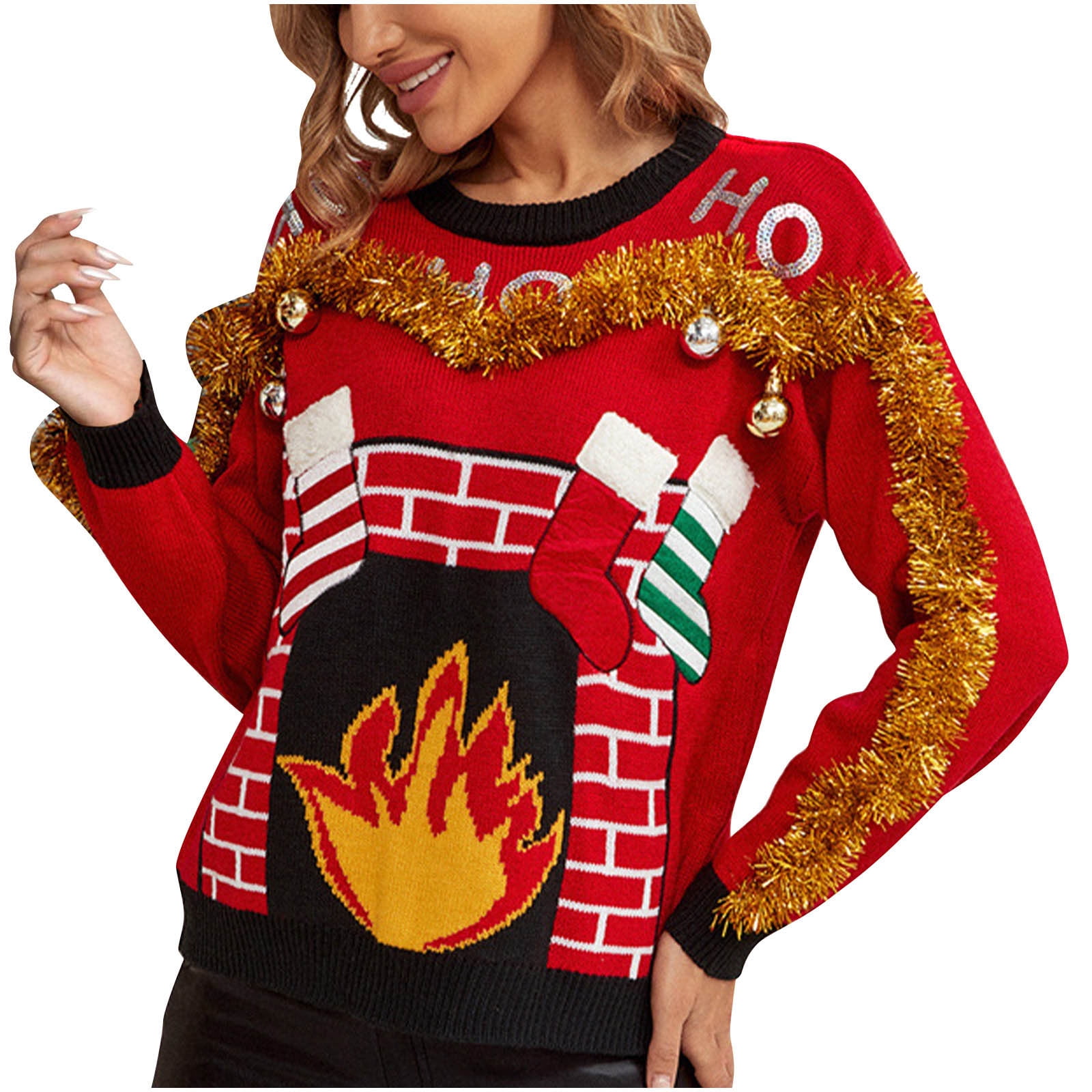 Aboser Merry Christmas Sweaters for Women Clearance Red Sweater Warm ...