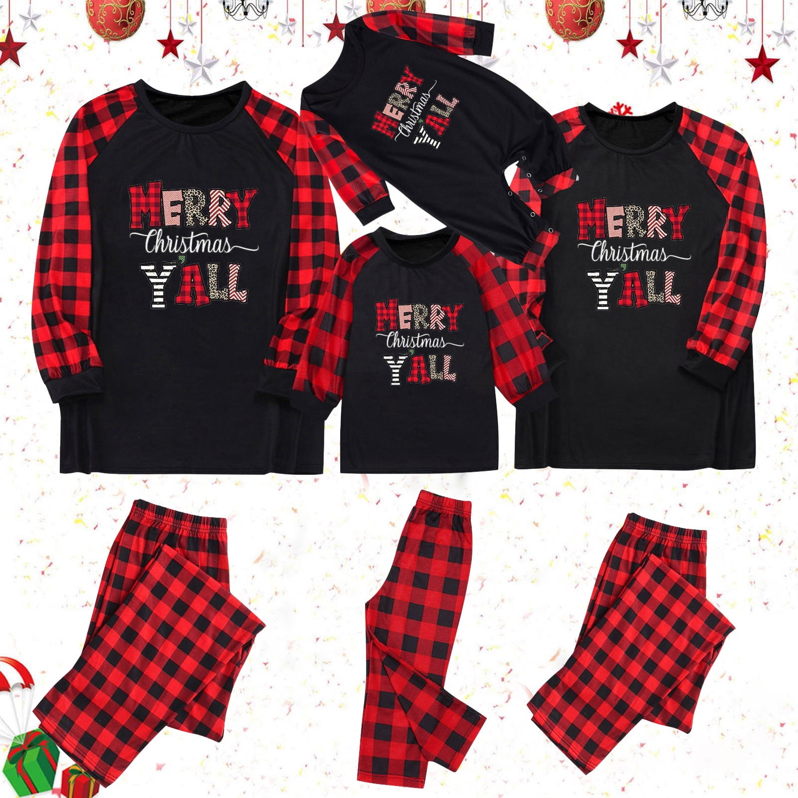 Aboser Merry Christmas Yall Matching Family Pajamas Sets Soft Long ...