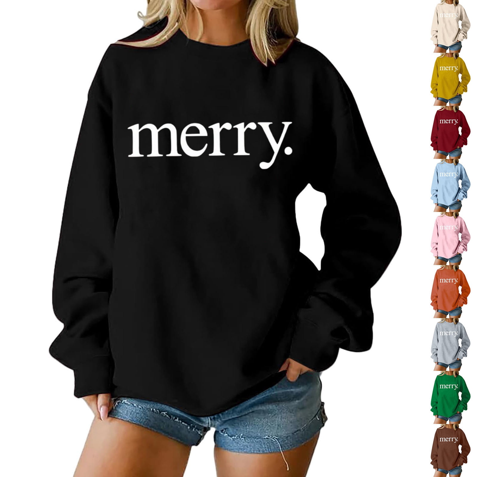 Aboser Merry Sweatshirts for Women Christmas Vacation Tops Fashion Xmas ...