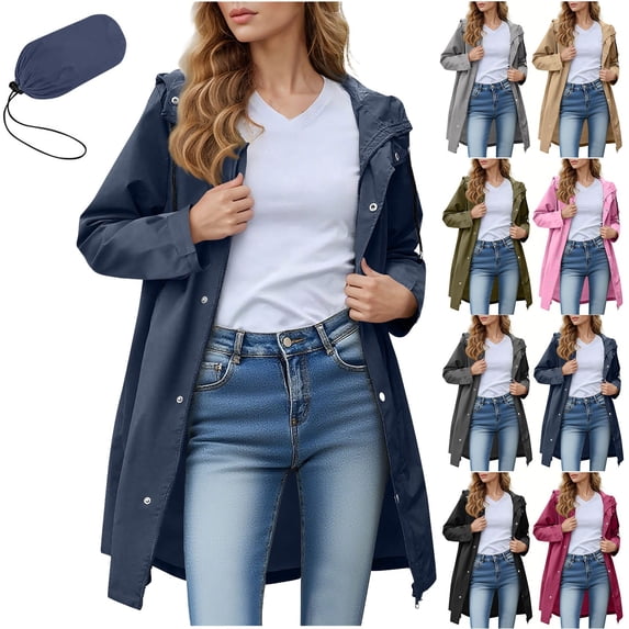 Aboser Packable Rain Jacket Women Lightweight Waterproof Long ...