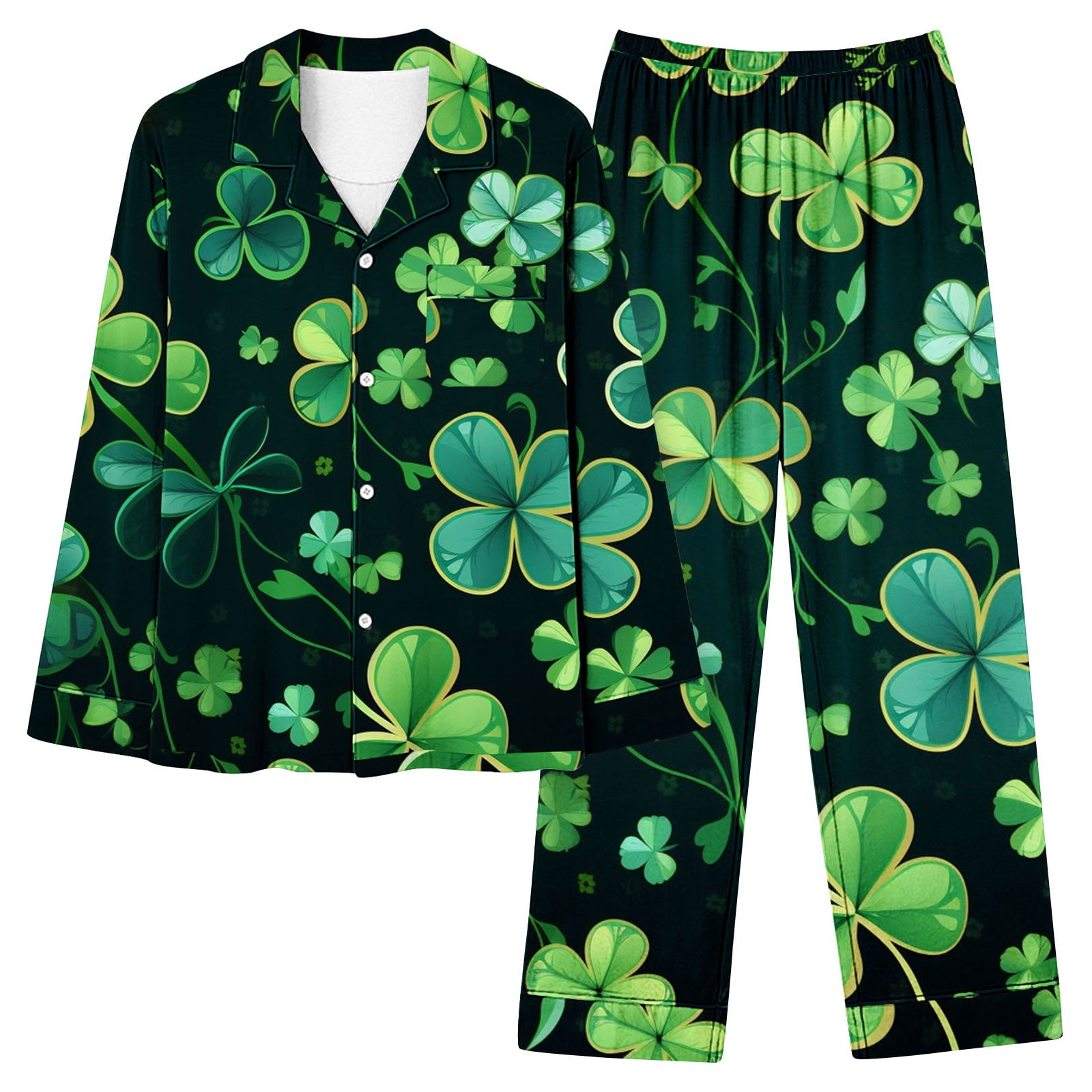 Aboser Pajama Sets for Women Small Pajamas Notch Collar Button Up Top ...