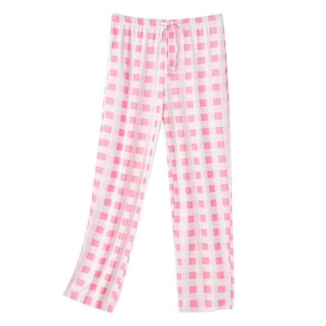 Aboser Pink Pajama Pants for Women Buttery Soft Plaid Sleepwear Pants ...