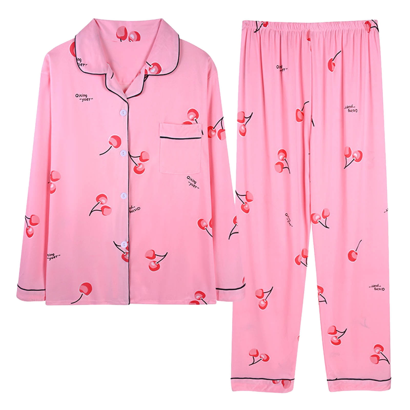 Aboser Pink Pajama Sets for Women 2 Piece Outfits Comfortable Home ...
