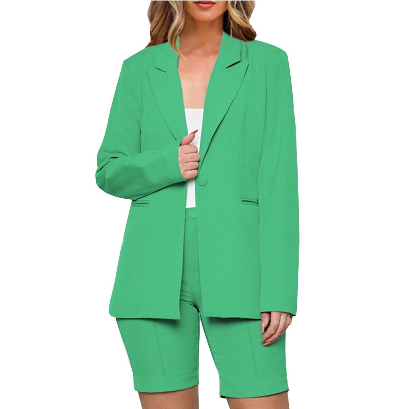 Aboser Plus Size Blazer Shorts Set for Women 2024 Casual Two Piece ...