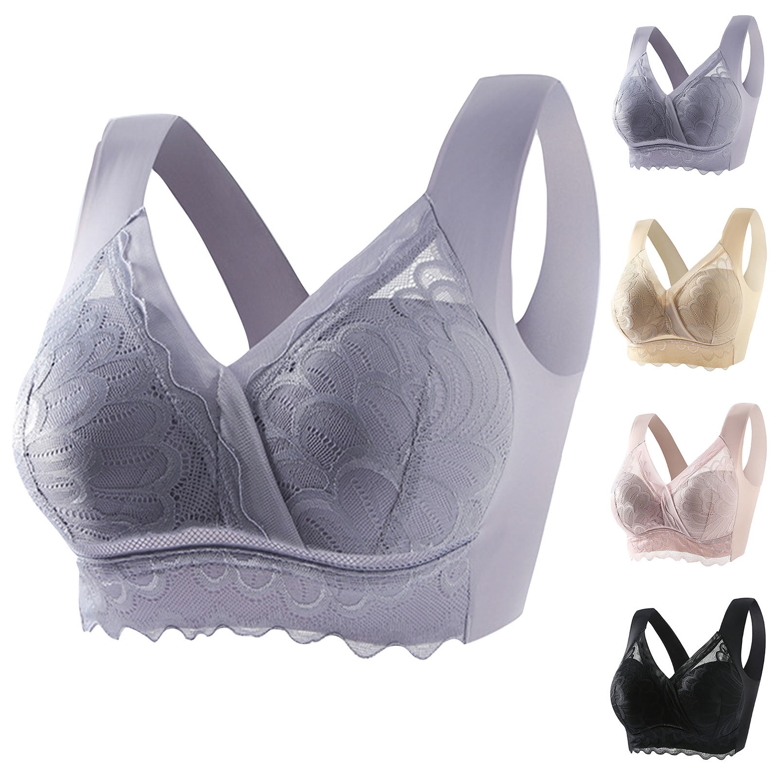 Aboser Plus Size Everyday Bras for Women Large Bust Wireless Bras ...