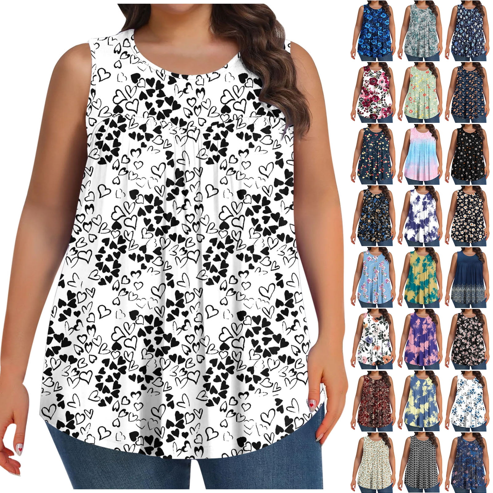Aboser Plus Size Tank Tops for Women Loose Fit Sleeveless Shirts Trendy ...