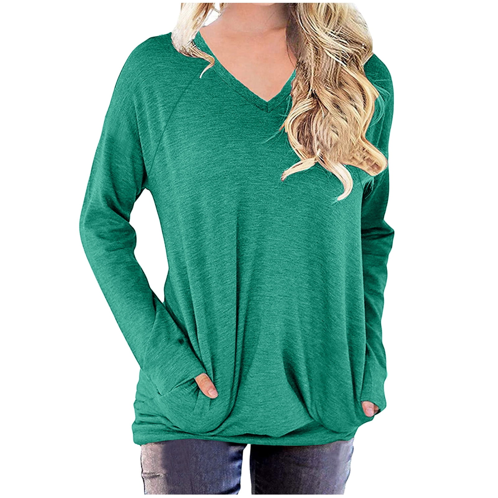 Aboser Plus Size Tunic Tops for Women Long Sleeve V Neck Shirts Spring ...