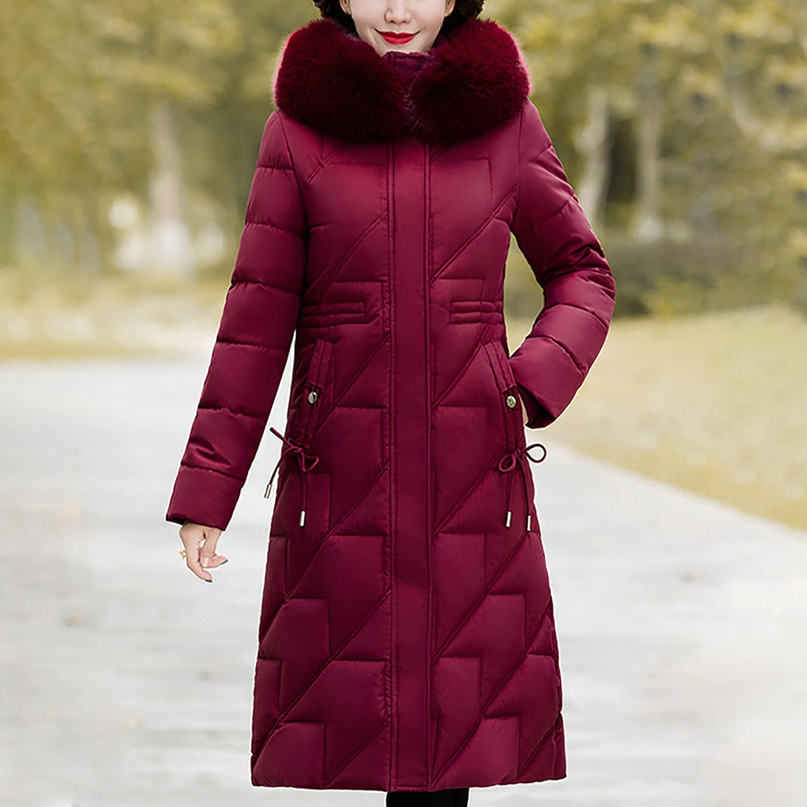 Aboser Plus Size Winter Coats for Women With Faux Fur Collar Long ...
