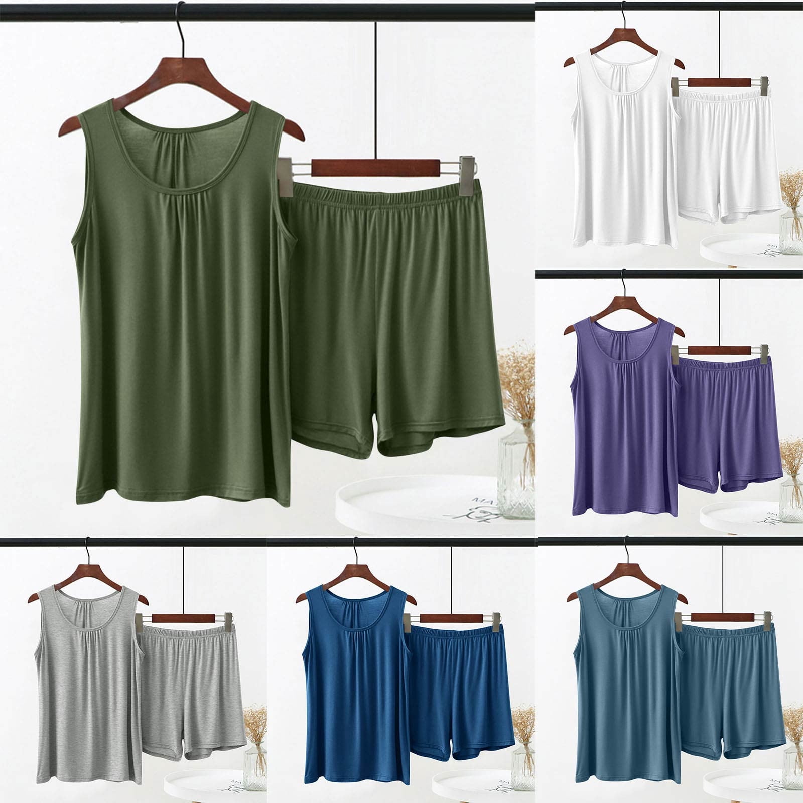 Aboser Plus Size Womens Pajamas Set 2 Piece Loungewear Summer ...