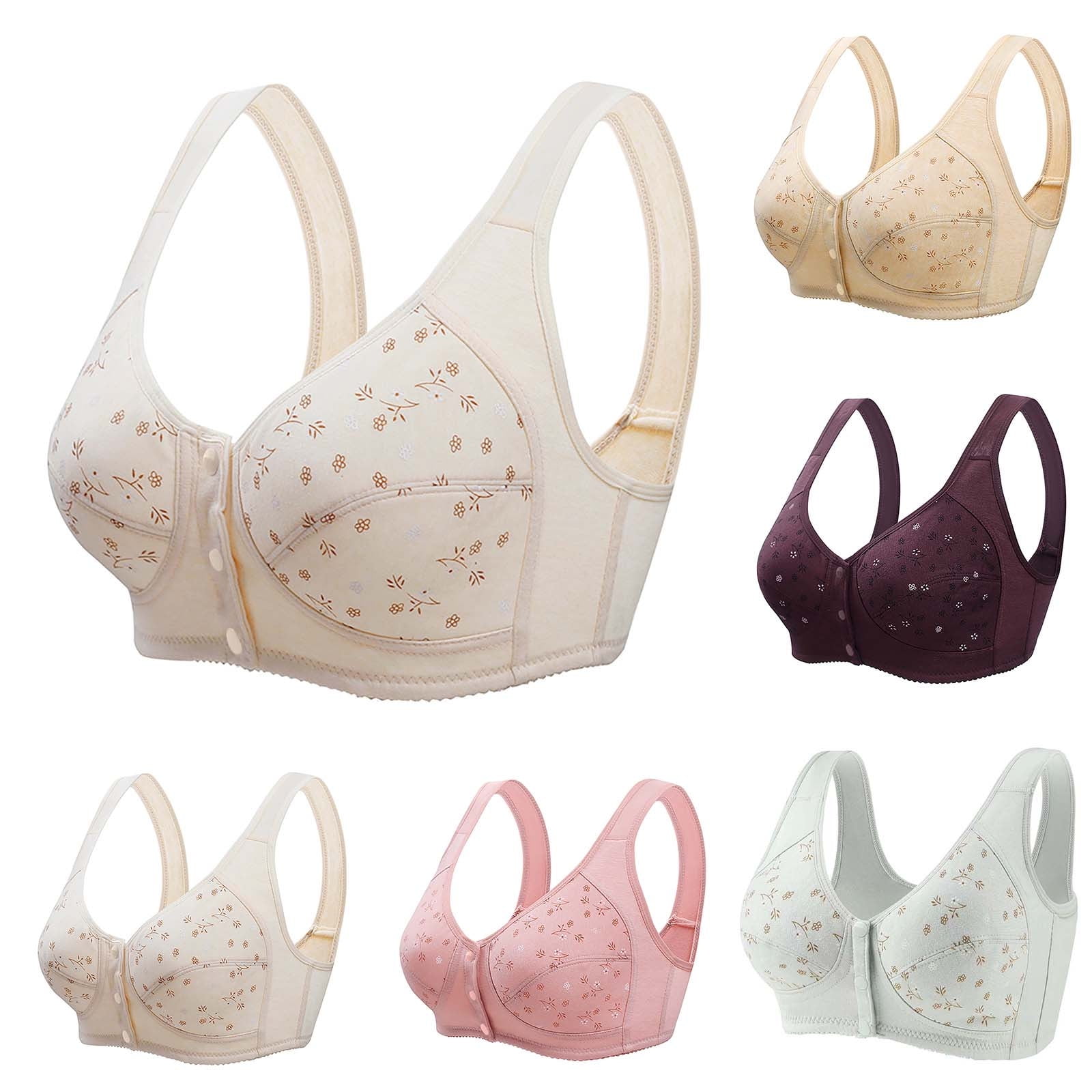 Aboser Push Up Daisy Bras for Older Women Plus Size Wireless Bras Front ...