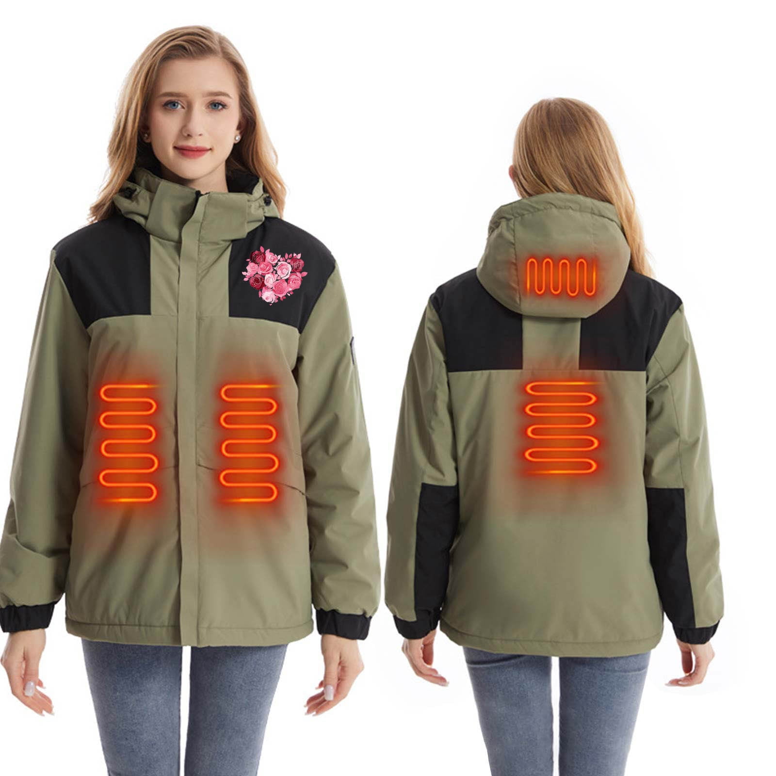 Aboser Rain Heated Coats for Women and Men Electric USB Charging Heated ...