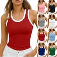 Aboser Ribbed Knit Basic Camisole for Women Y2K Contrast Color Tank ...