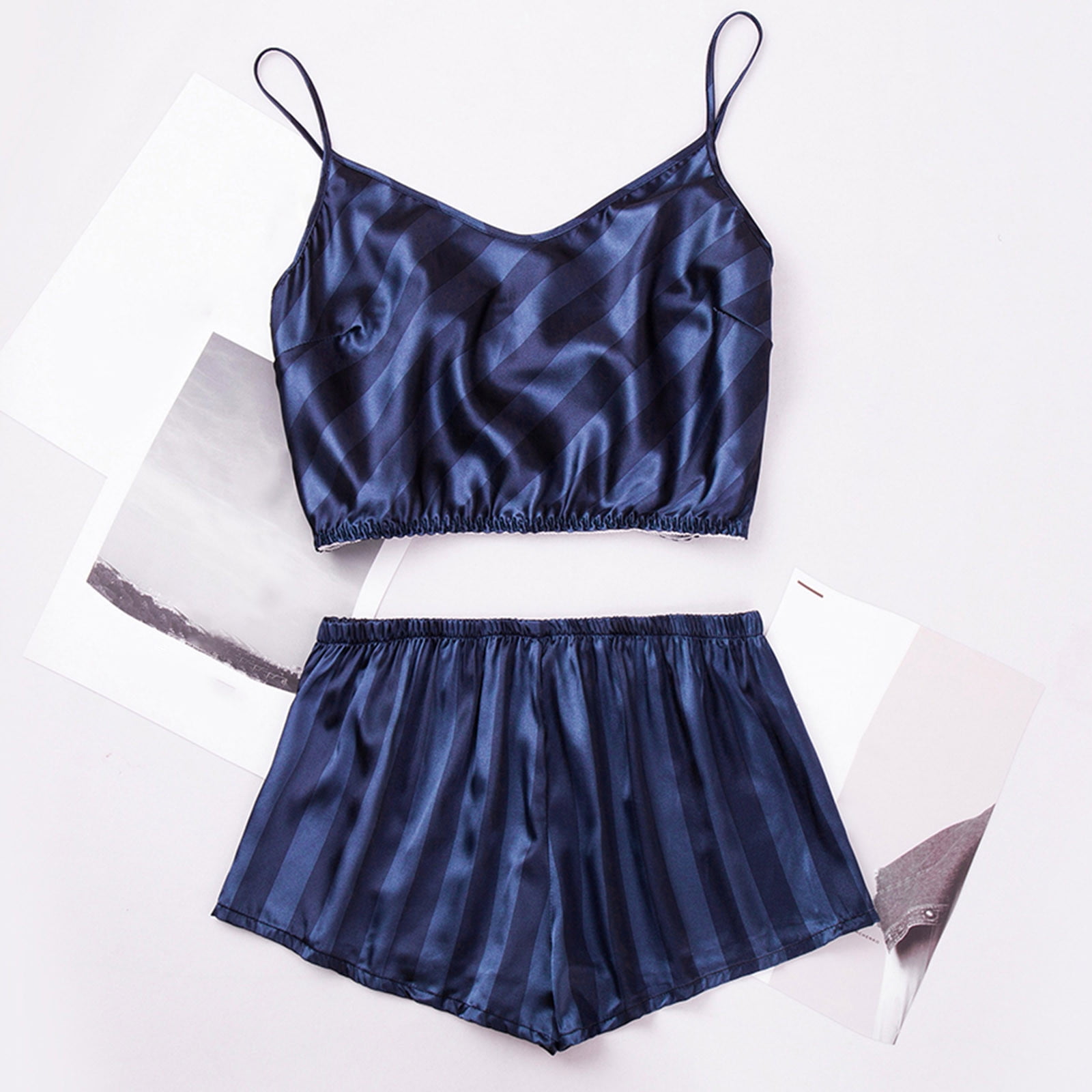 Aboser Sexy Pajama Set For Women 2 Piece Satin Lingeire Sleepwear Lace