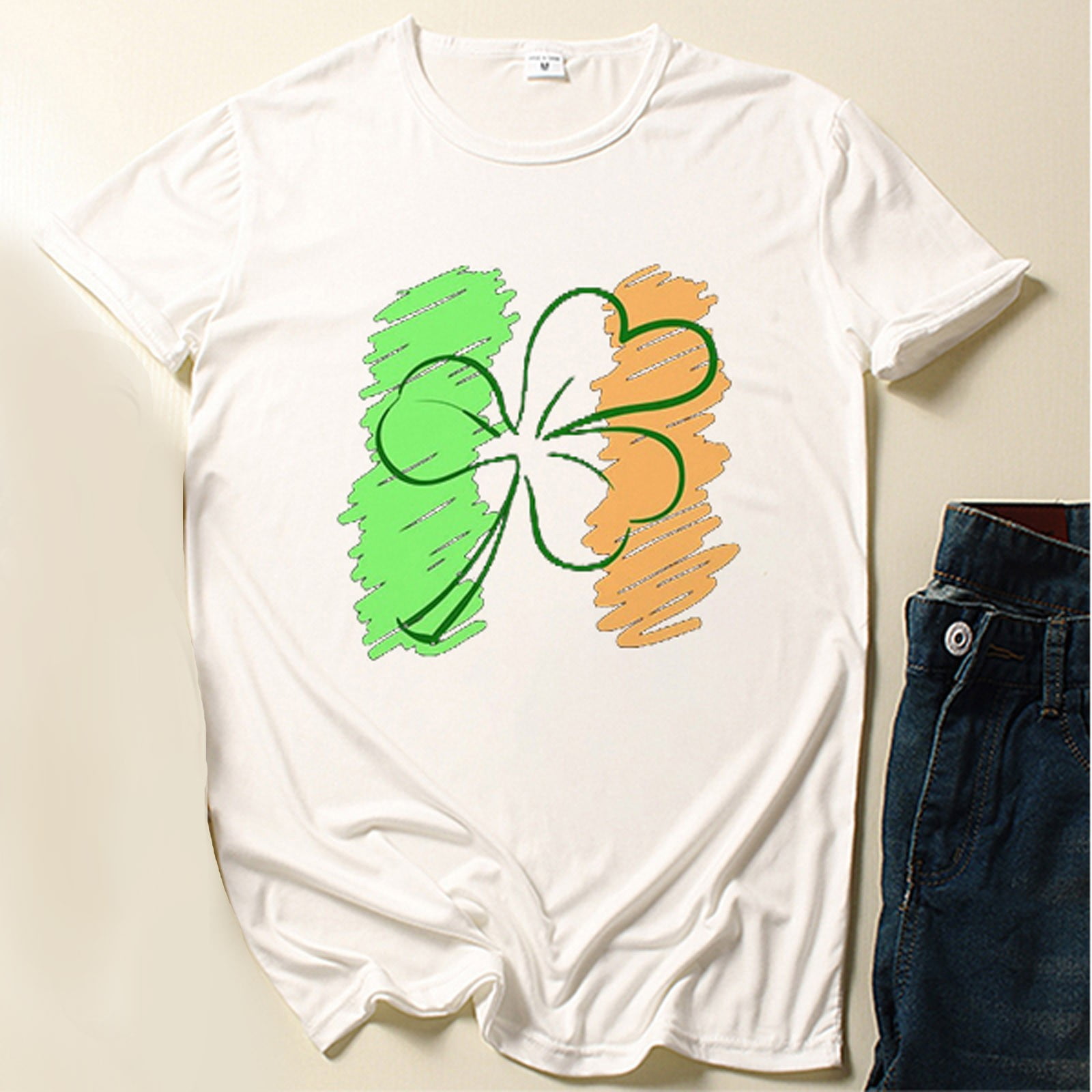 Aboser St Patricks Day Tshirts For Women Plus Size Four Leaf Clover