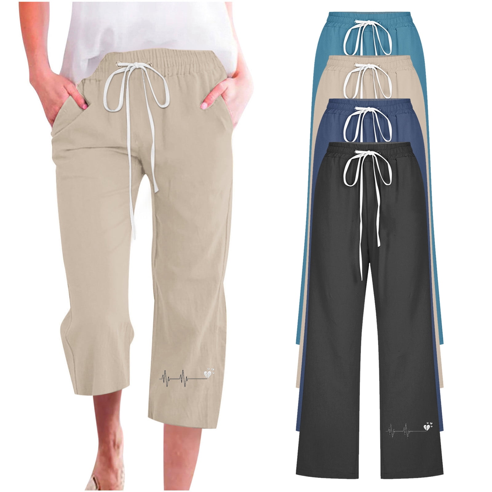 Aboser Straight Wide Leg Capri Pants for Women 2025 Summer Loose Fit ...