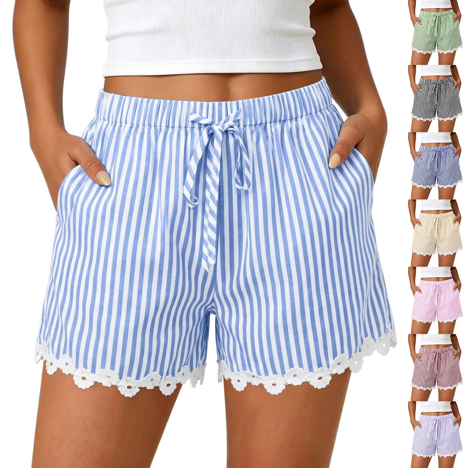 Aboser Stripes Boxer Shorts for Women Summer Beach Vacation Clothes ...