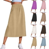 Aboser Summer Skirts for Women Midi Length Skirt Classic High Waisted ...