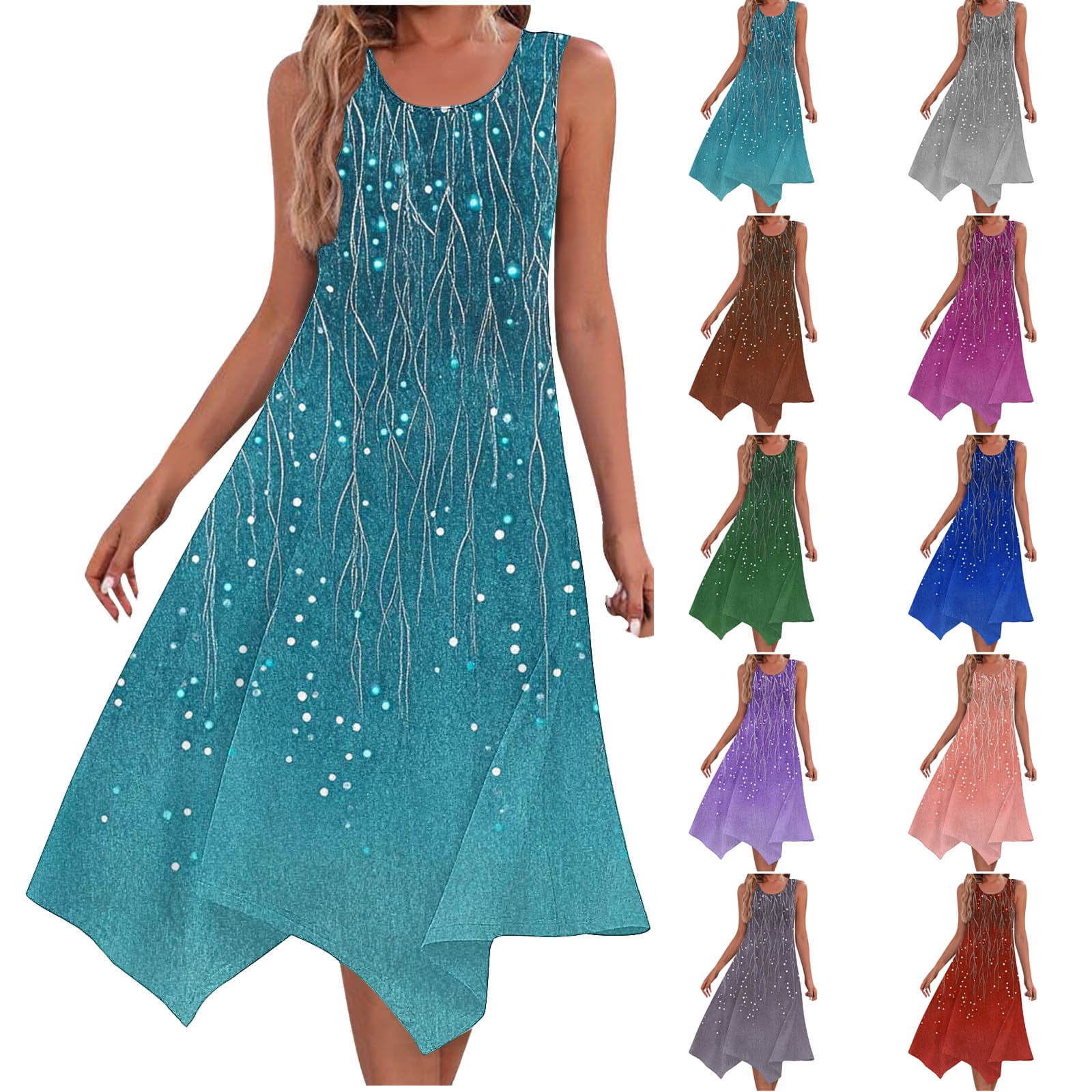 Aboser Summer Sundresses for Women Beach Vacation Bohemian Dress Casual ...