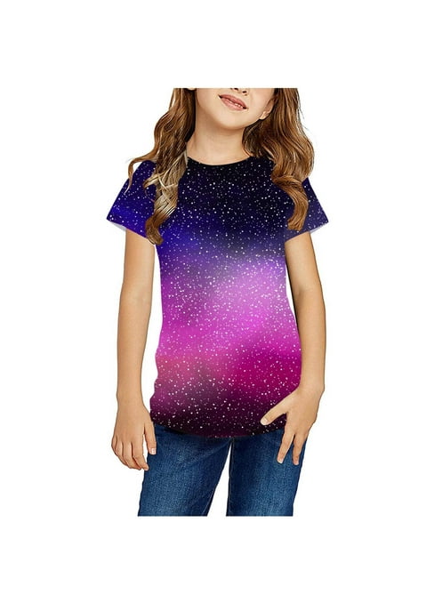 Cute Shirts for Girls Short Sleeve Cat Graphic Tees Crewneck Cartoon Casual Cotton T-Shirt Kids ...