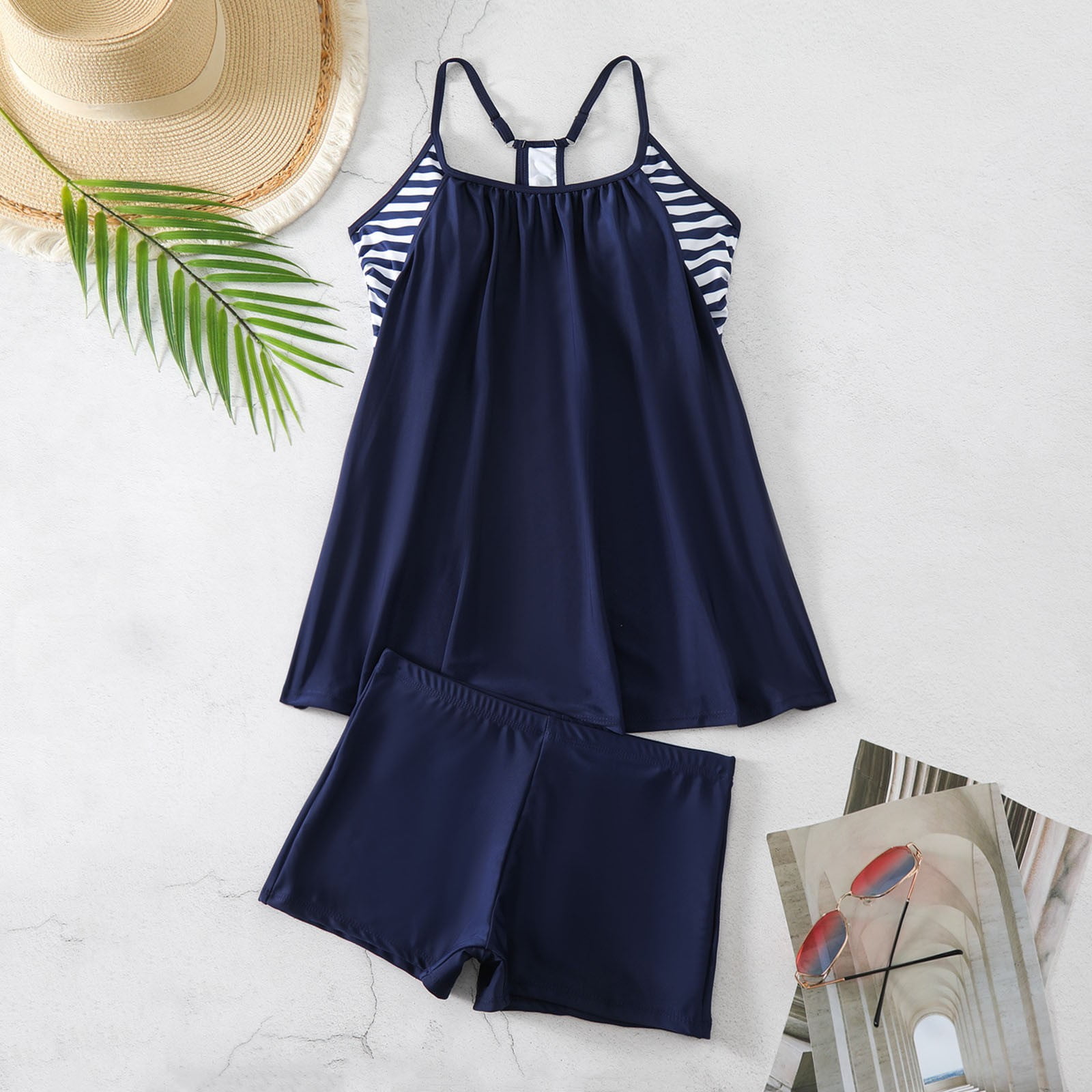 Aboser Tankini Bathing Suits for Women 2 Piece Solid Swimsuits Swim ...