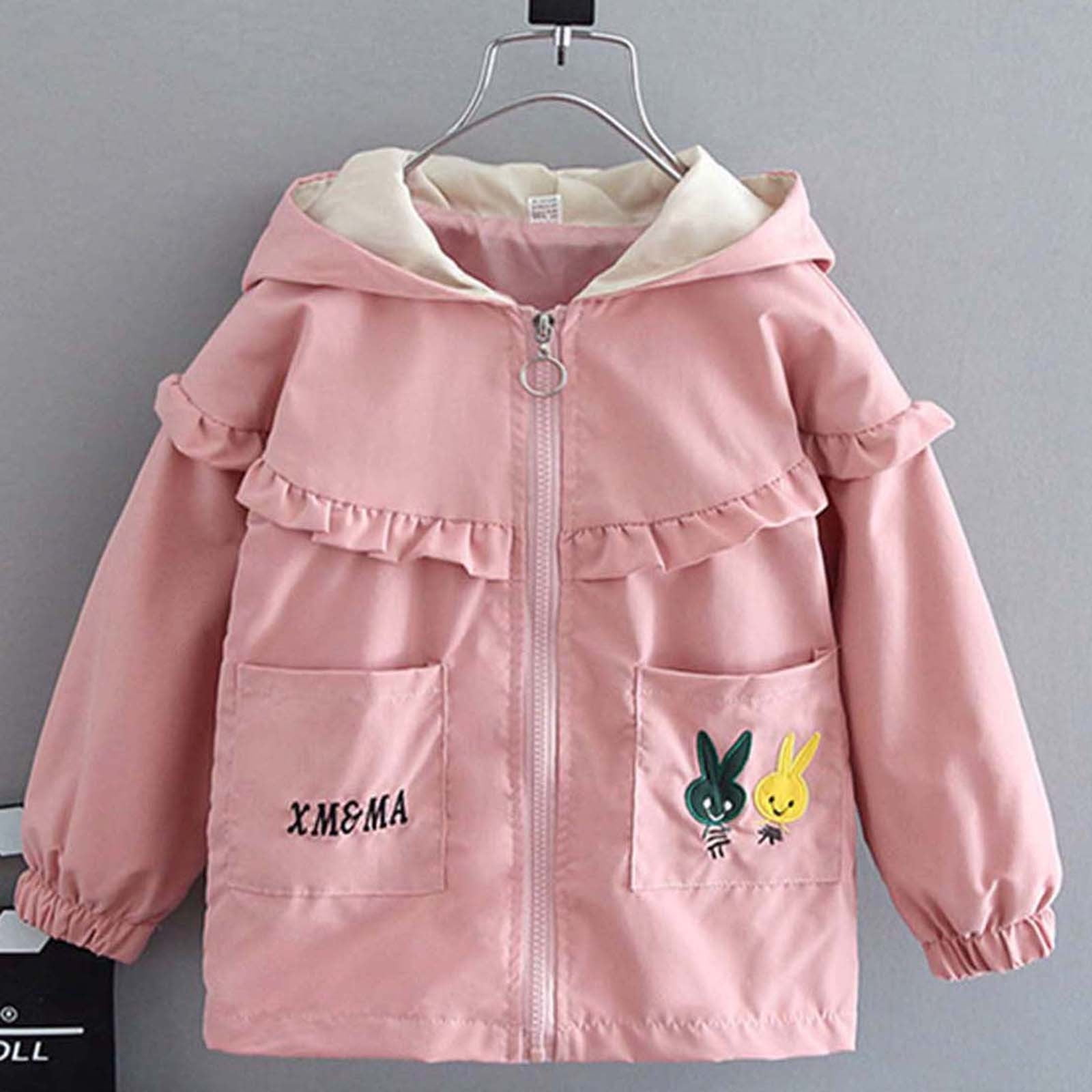 Aboser Toddler Girls Spring Fall Jackets Cute Ruffle Trim Hooded Coat ...