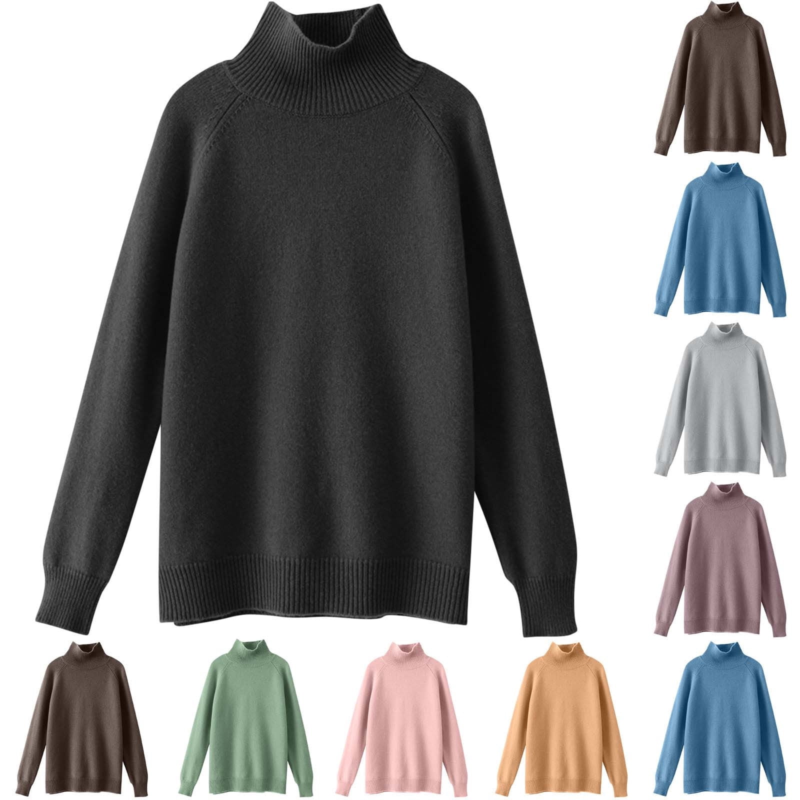 Aboser Turtleneck Sweaters for Women Cable Knit Pullover Sweater Baggy ...