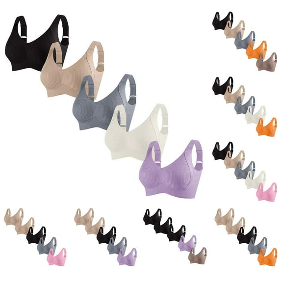 Aboser Wirefree Bras for Women 5 Pack Push Up Everyday Bras Comfort ...