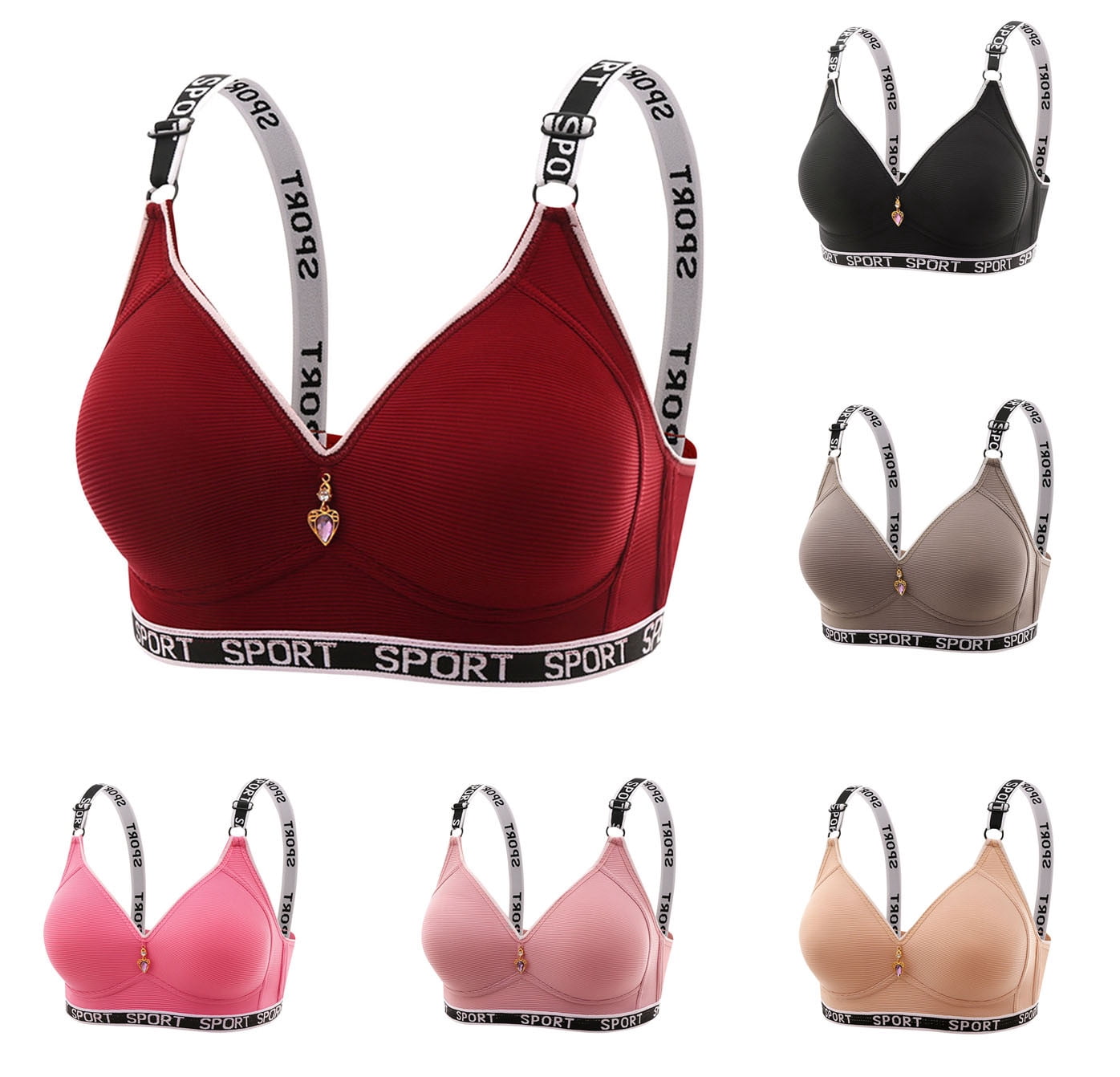 Aboser Wirefree Sports Bras for Women Lightly Padded Yoga Tops Athletic ...