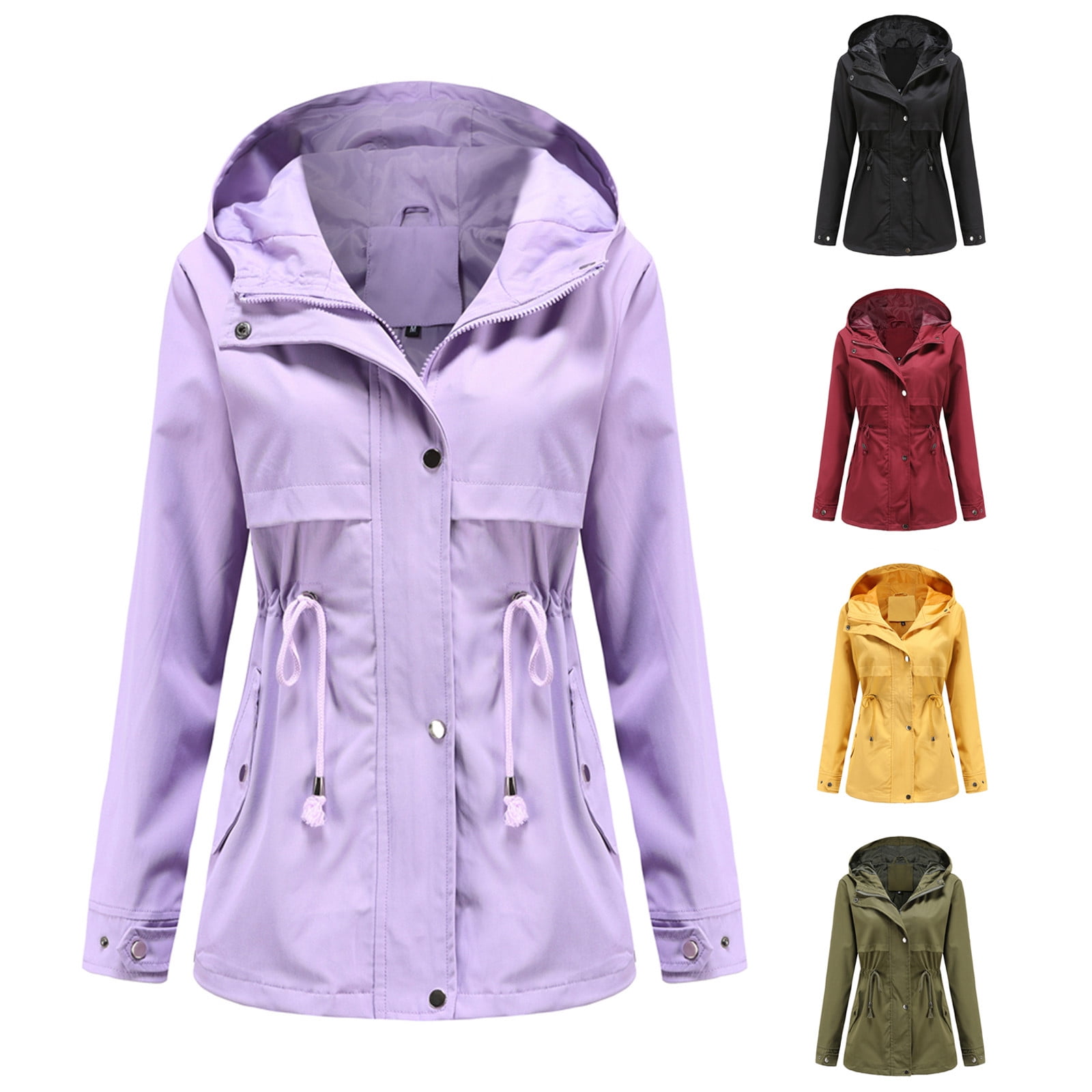 Aboser Women Rain Jacket with Hood Lightweight Waterproof Windbreaker ...