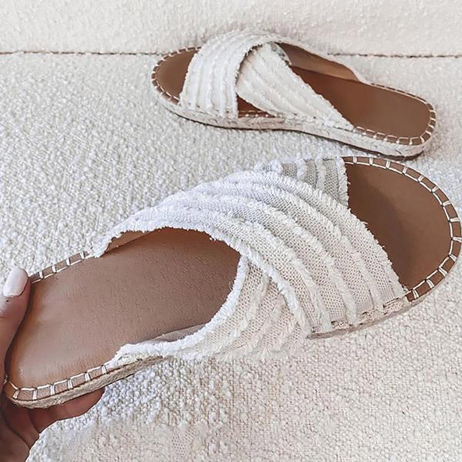 Aboser Women Vintage Beach Slides Platform Espadrille Sandal Cross ...