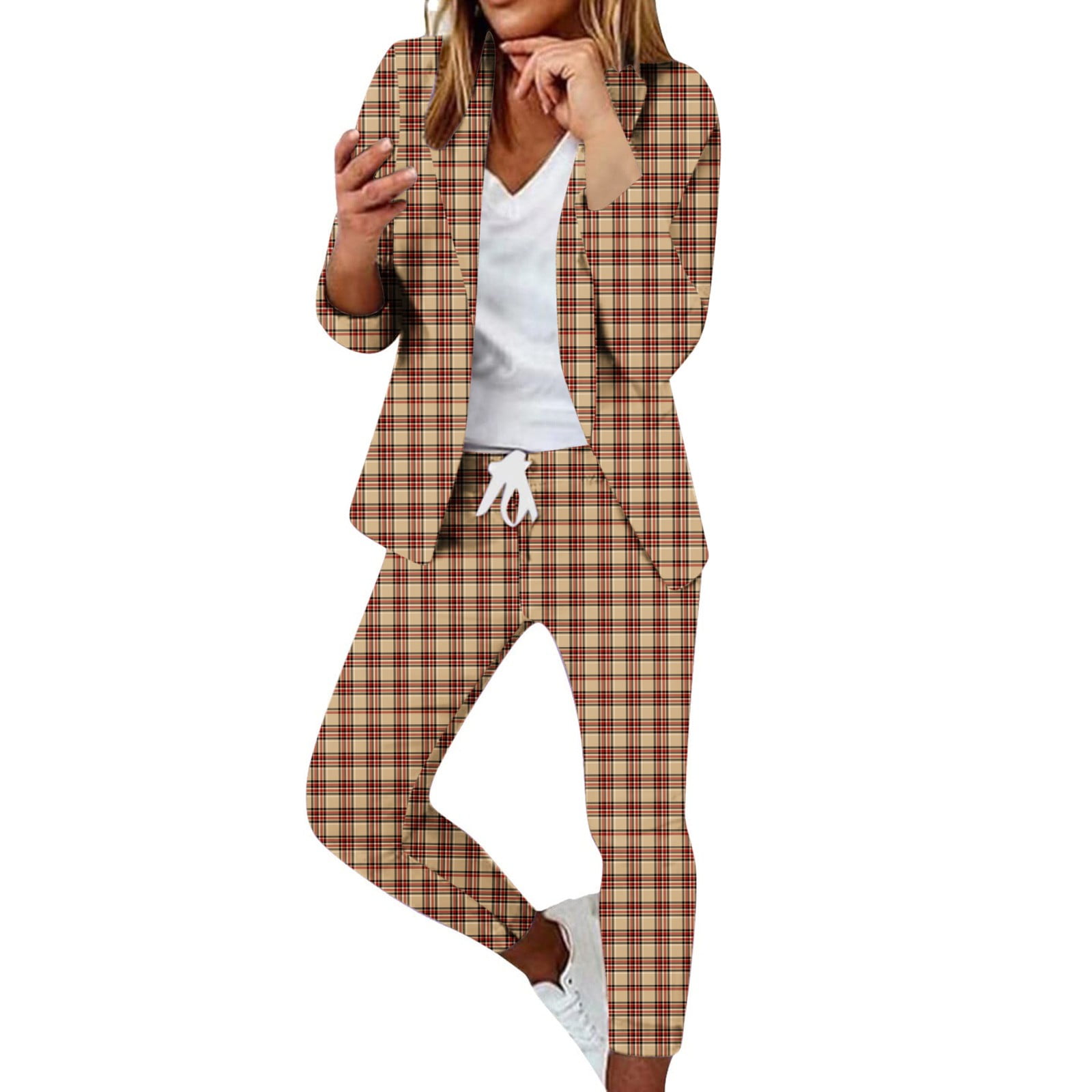 Aboser Women's 2024 Spring Two Piece Outfits Open Front Blazer Jackets ...