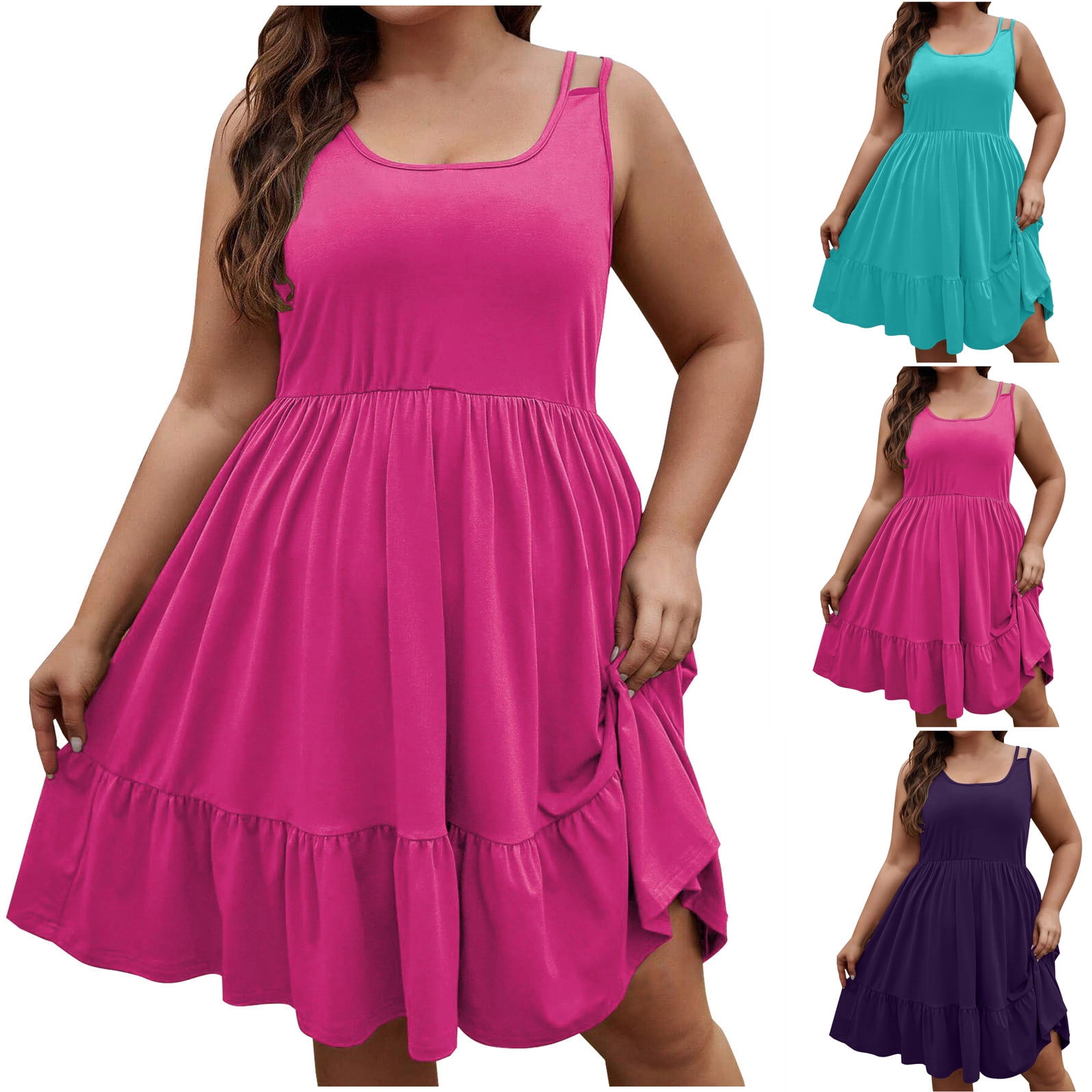 Aboser Women's 2025 Summer Dresses Plus Size Beach Sundress Trendy ...