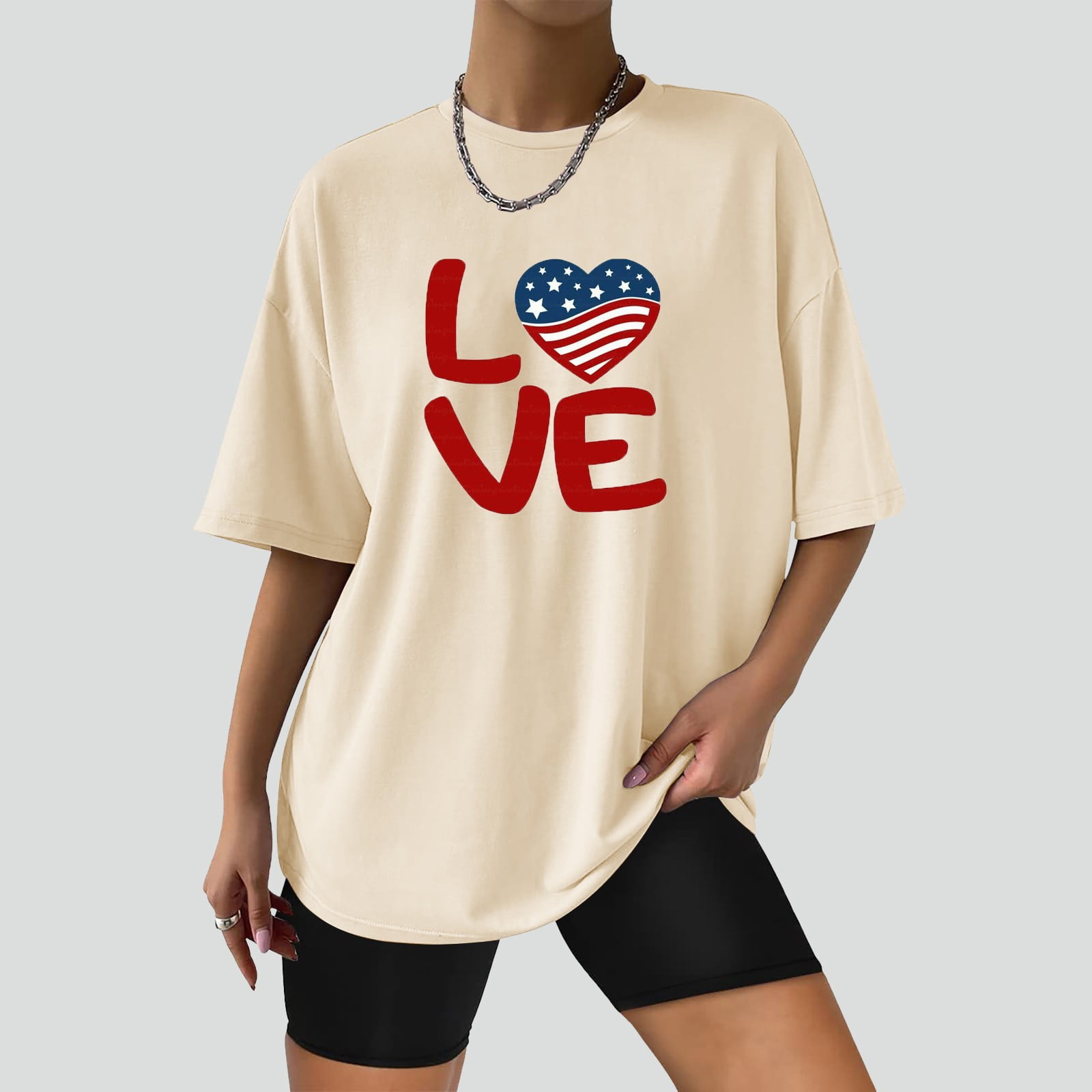 Aboser Womens 4th Of July Shirts Love America Patriotic T Shirt