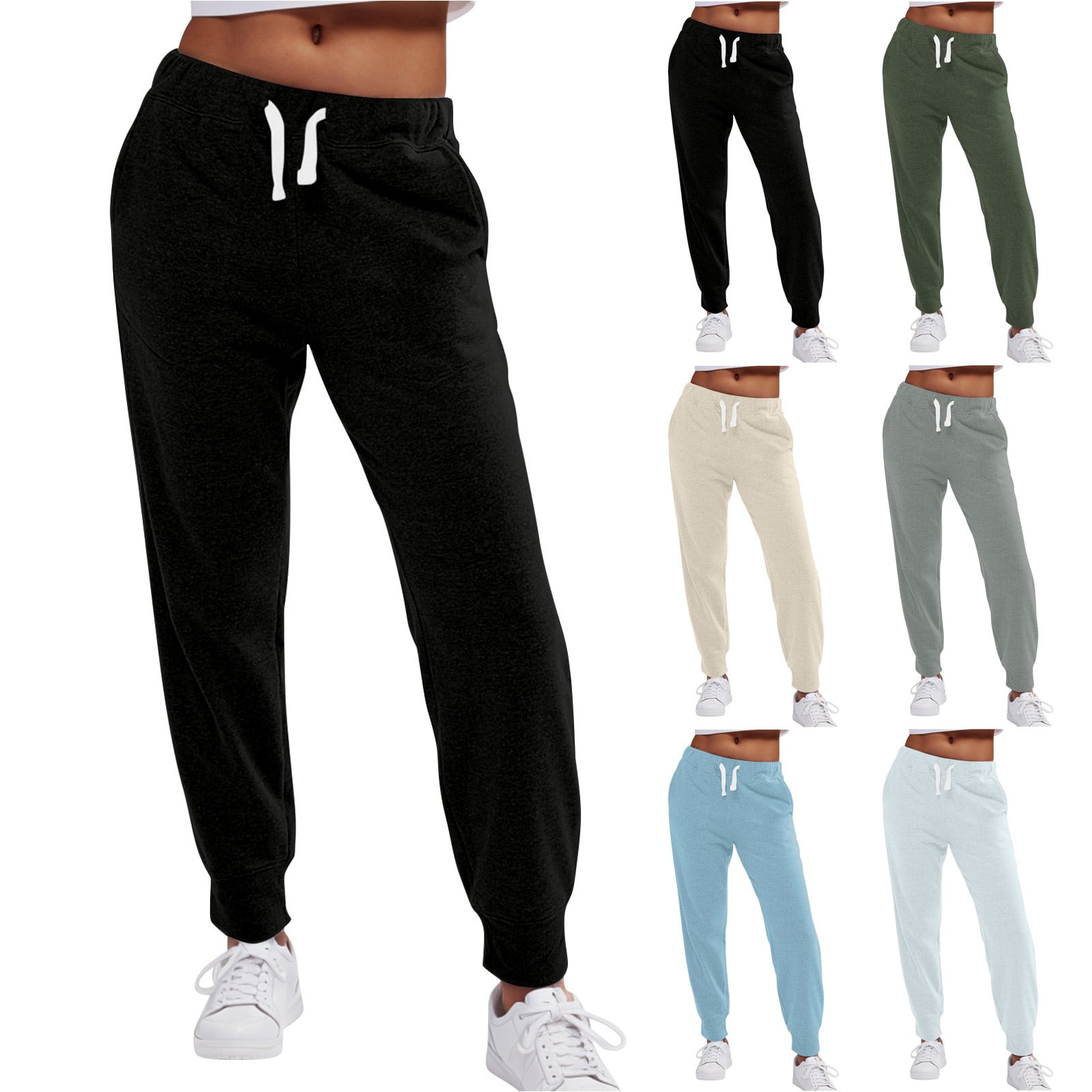 Aboser Women's Active Gym Joggers with Pockets Baggy Drawstring High ...