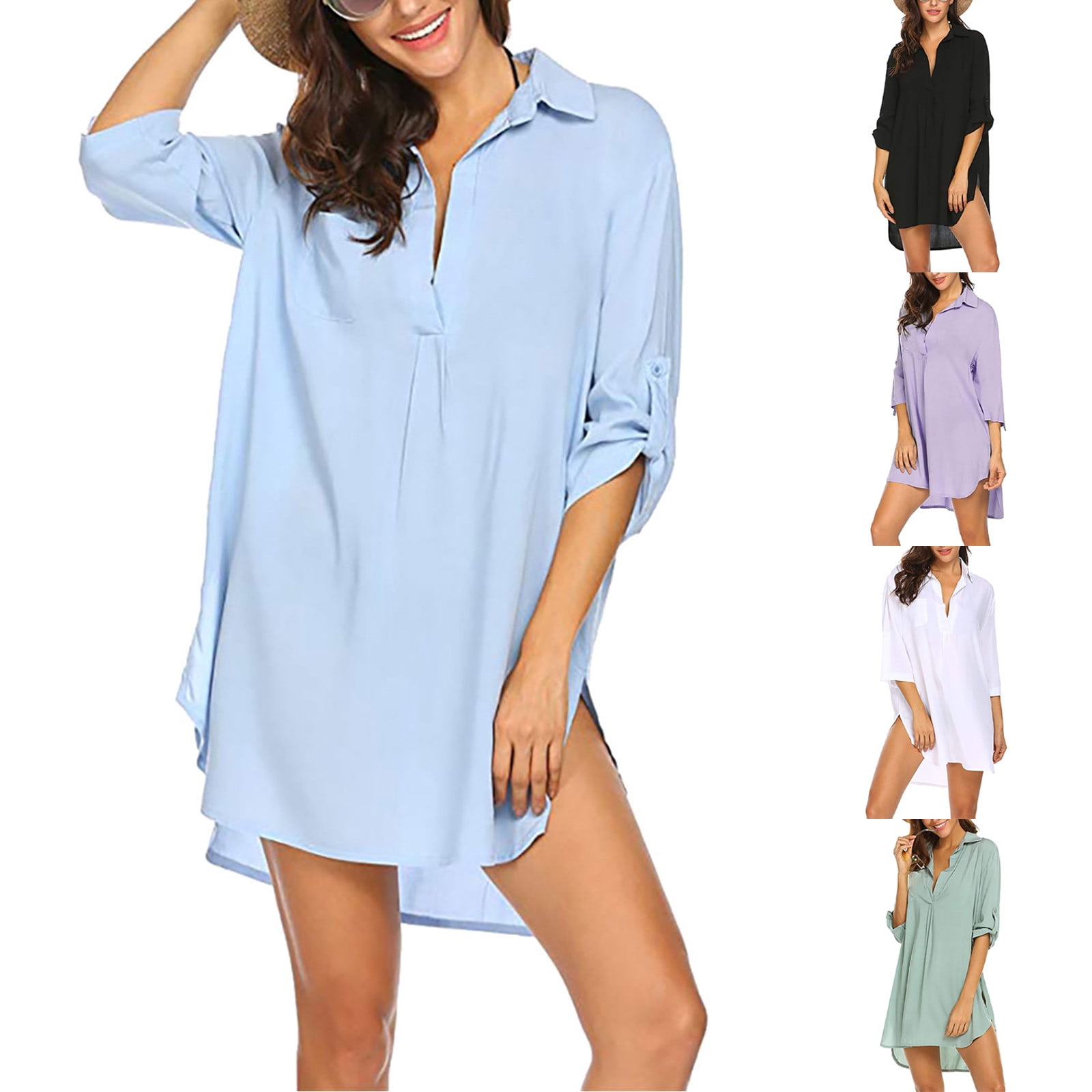 Aboser Women's Business Casual Shirt Dresses for Summer Dressy 3/4 ...