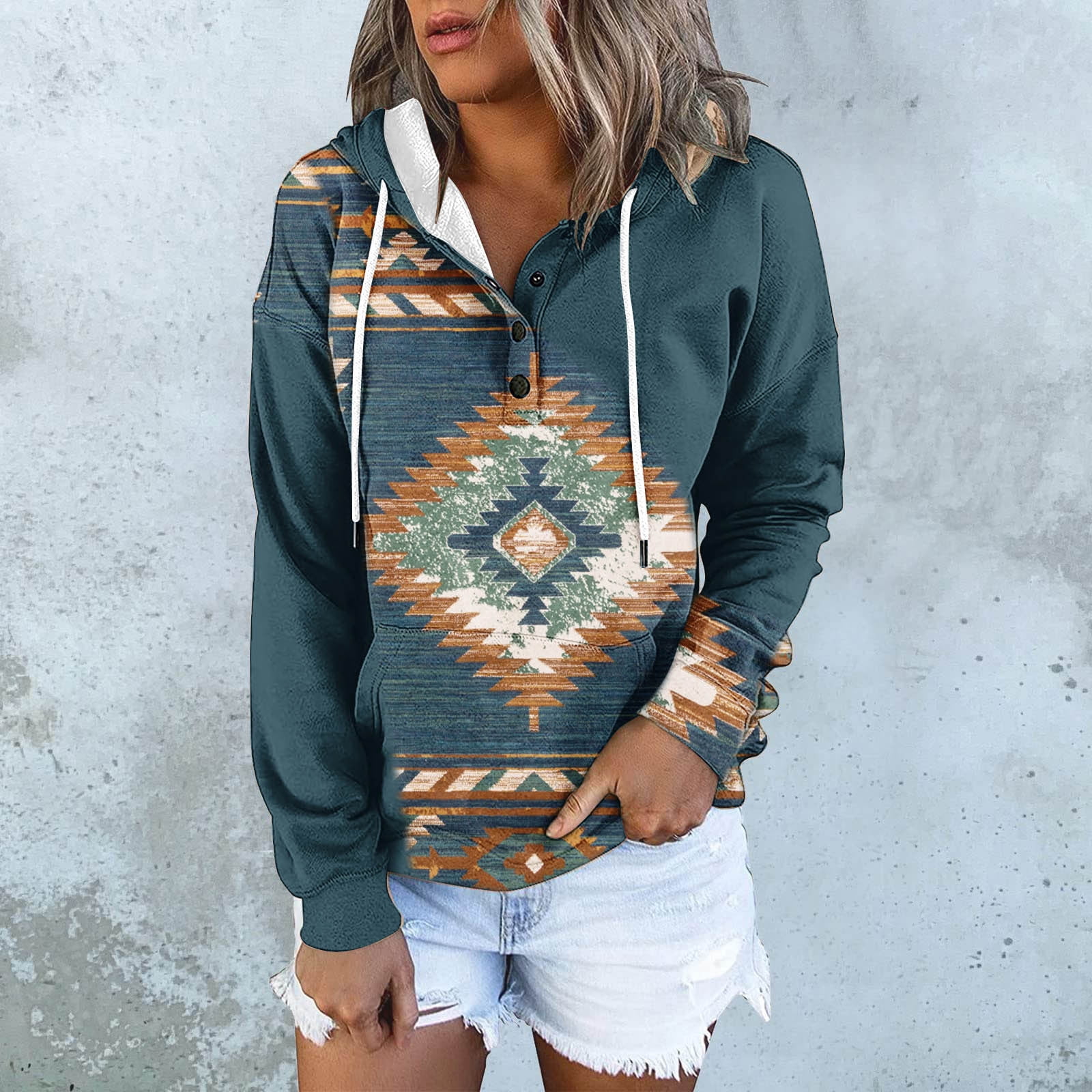 Aboser Womens Casual Aztec Geometric Sweatshirts Graphic Long Sleeve