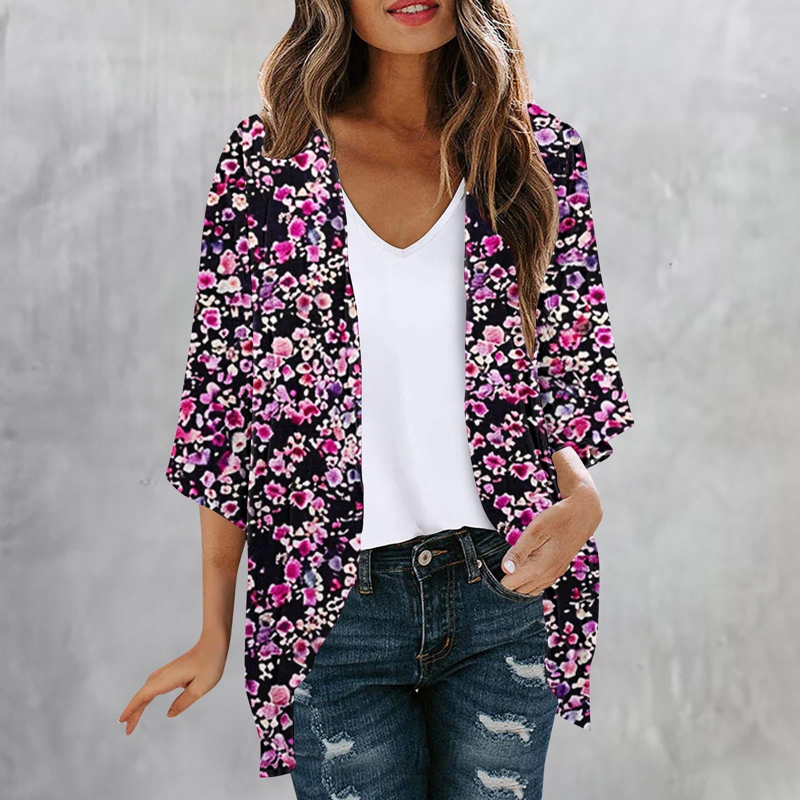 Aboser Women's Floral Cardigan Coverups Bohemian Kimono Cardigans Loose ...