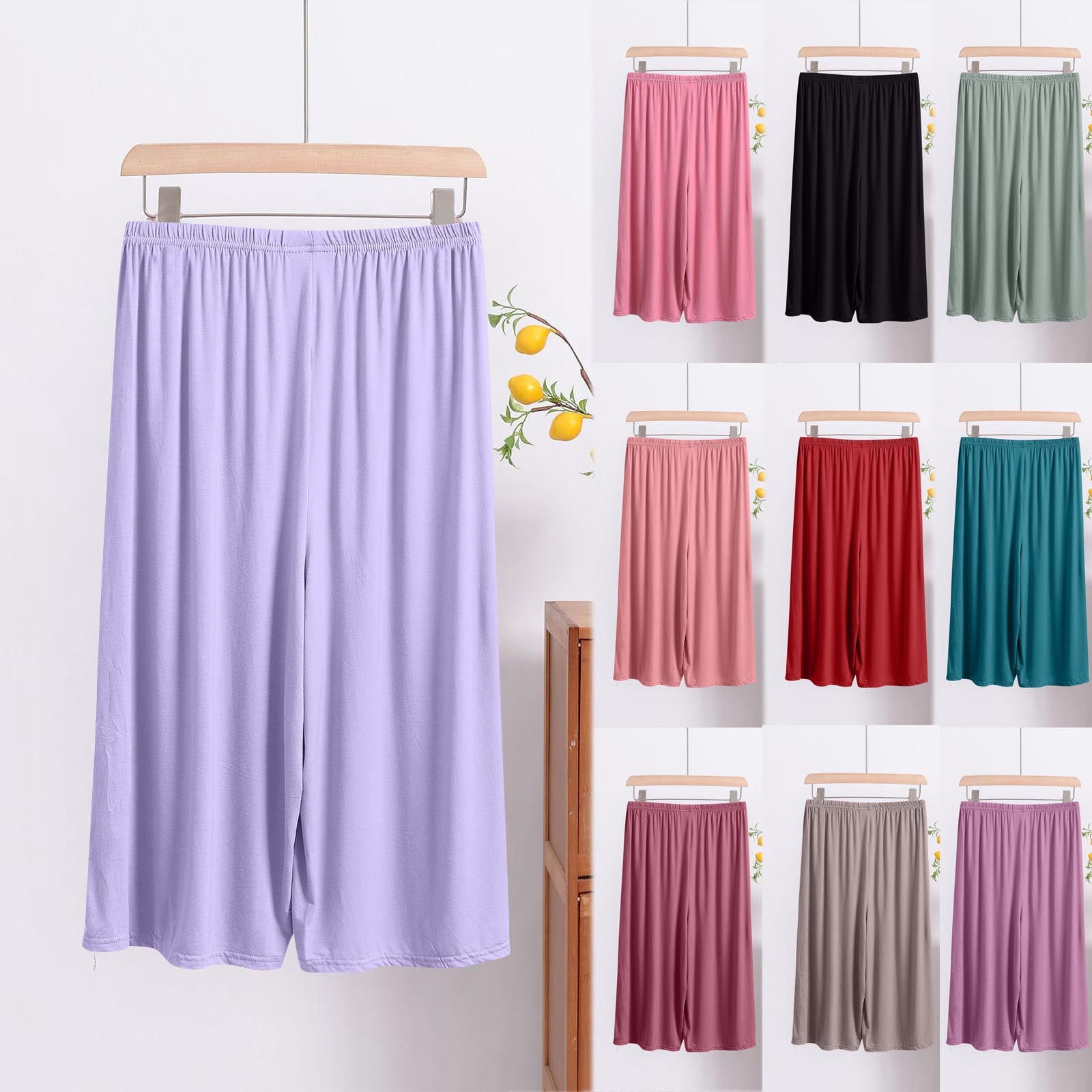 Aboser Women's Modal Capri Pajama Pants Plus Size Wide Leg Sleep Pants ...